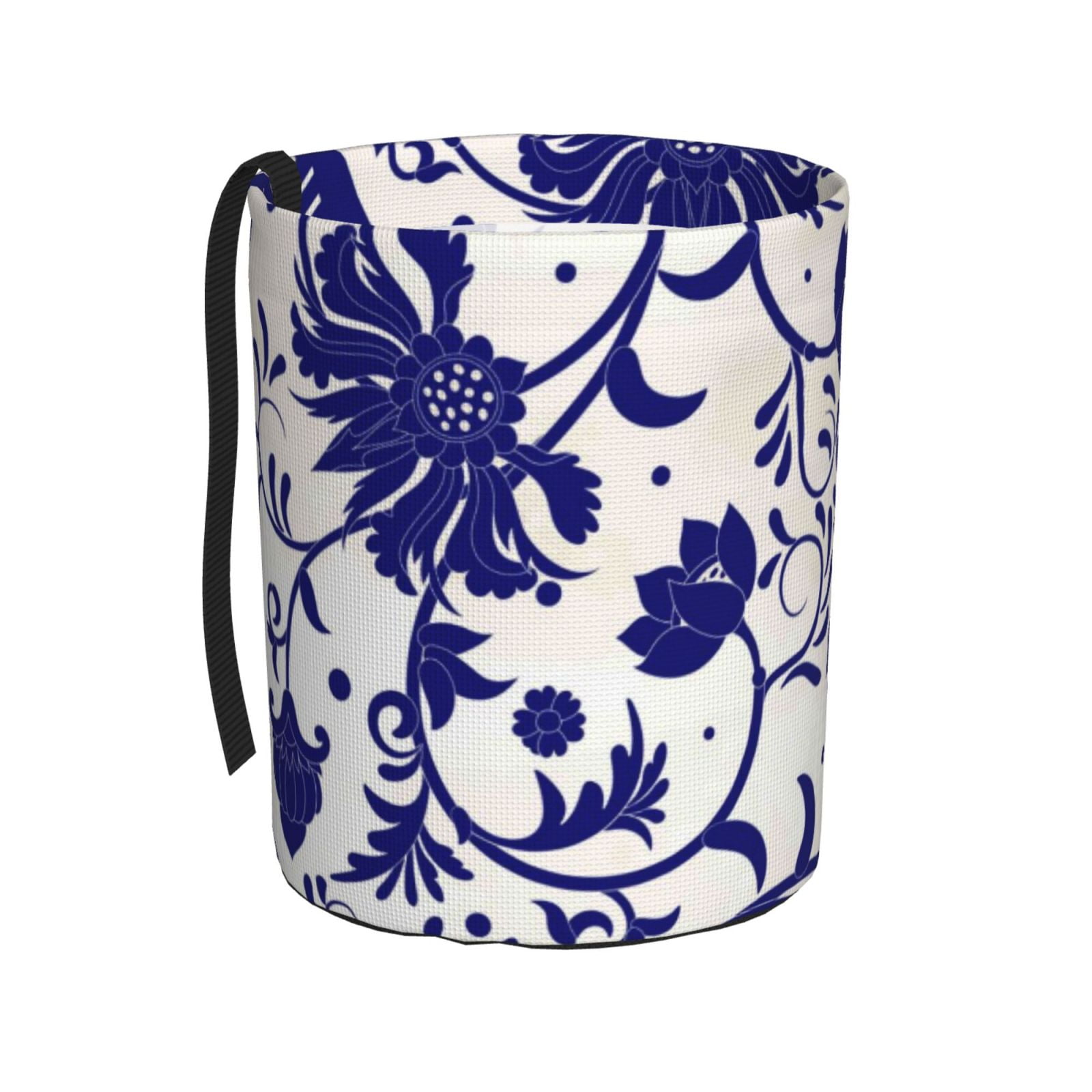 Wukai Blue And White Porcelain Pattern Print Car Trash Can - Easy to ...