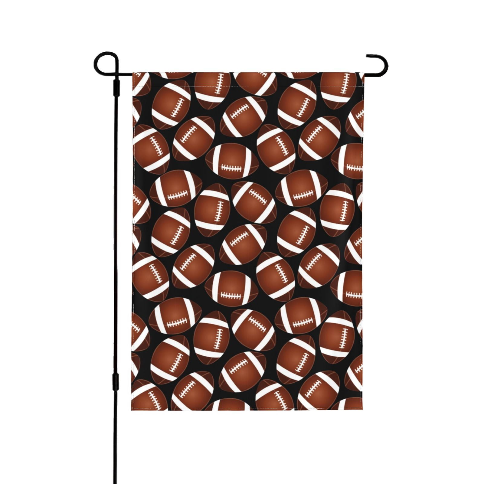 Wukai Brown Football On Black Garden Flags Double Sided Welcome Garden ...