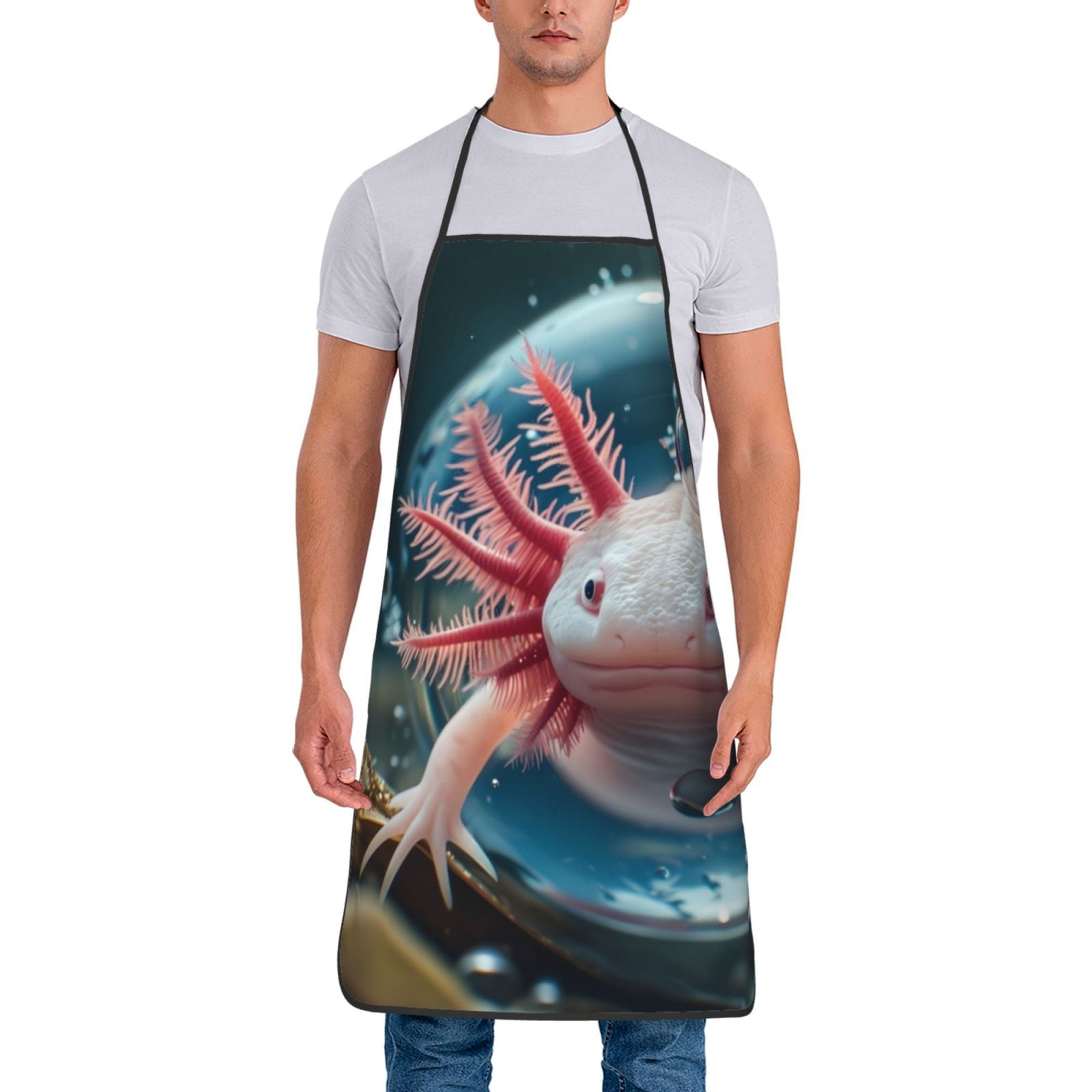 Wukai Bubbles Axolotl Fantasy Print Aprons Adjustable Bib Aprons ...