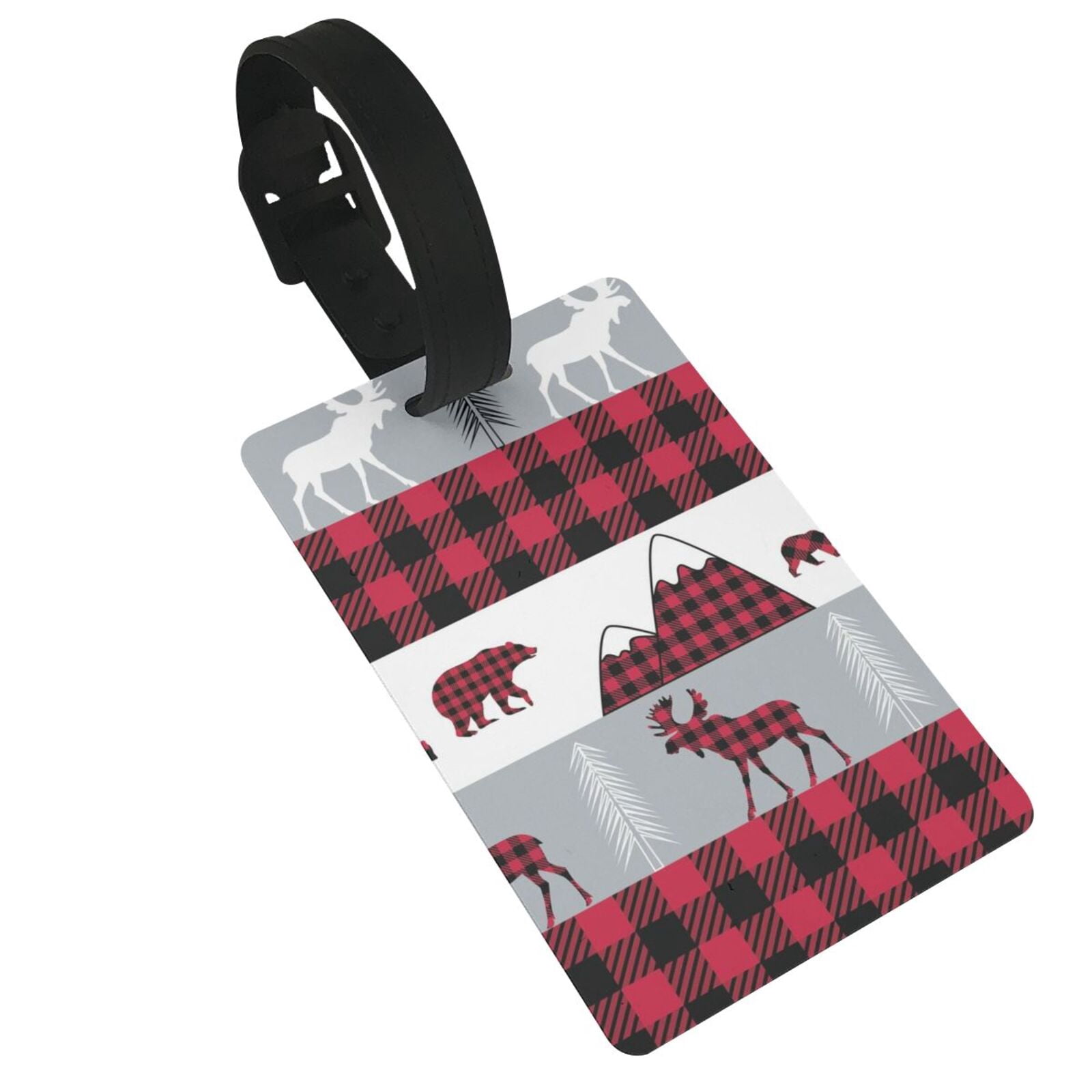 Wukai Buffalo Plaid Forest Stylish and Durable Travel Luggage Tags ...