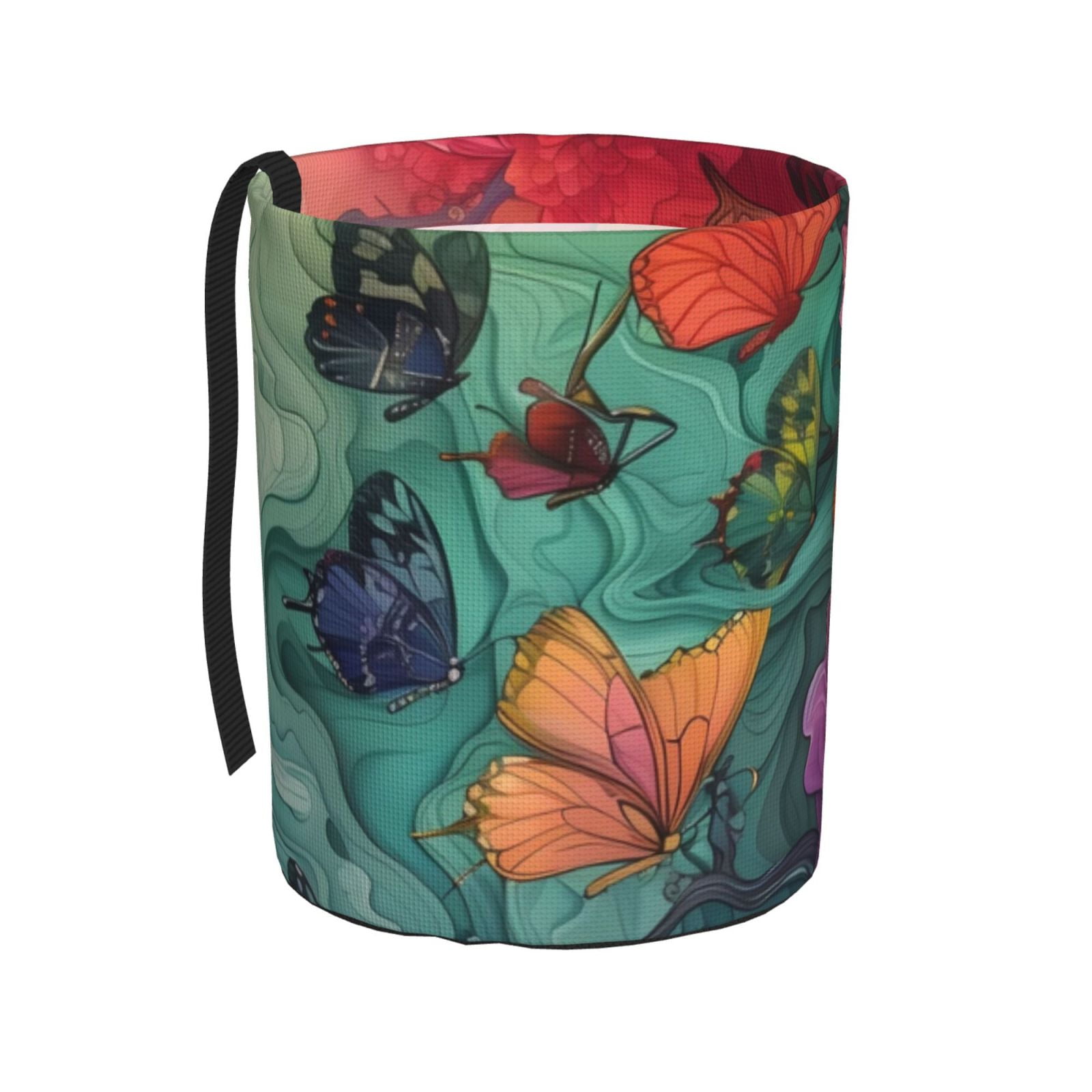 Wukai Butterfly Flower Cascade Print Car Trash Can - Easy to Clean ...