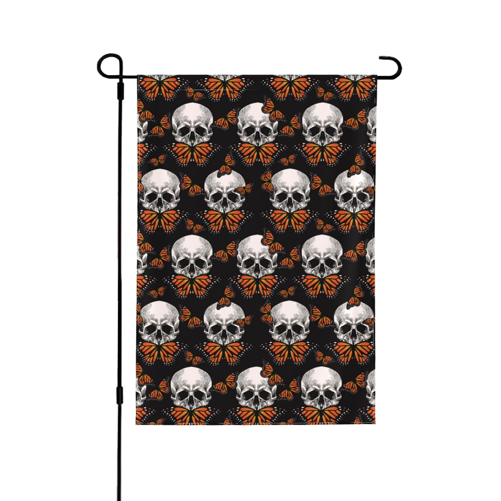 Wukai Butterfly Skull Garden Flags Double Sided Welcome Garden Yard ...