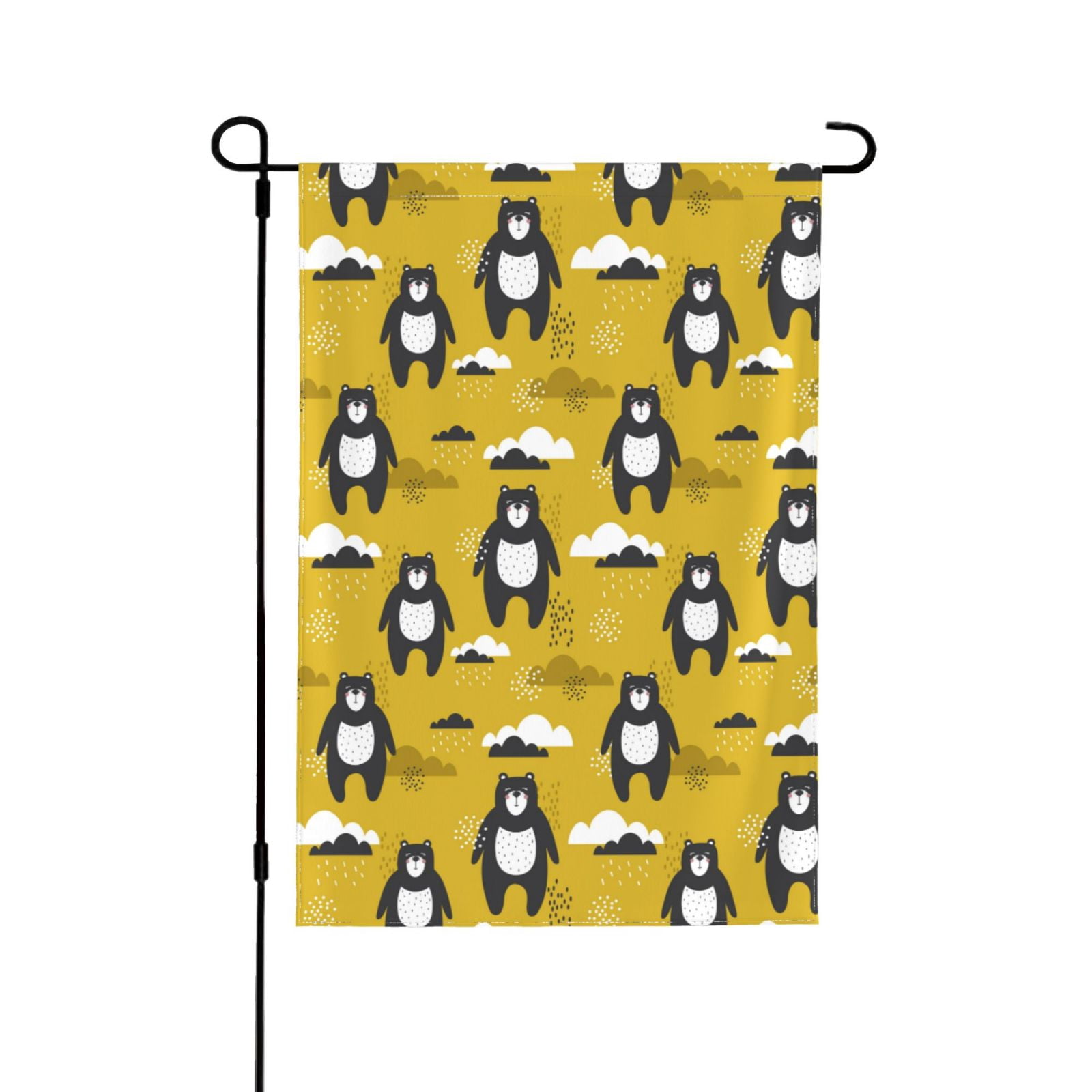 Wukai Cartoon Bear Yellow Garden Flags Double Sided Welcome Garden Yard ...
