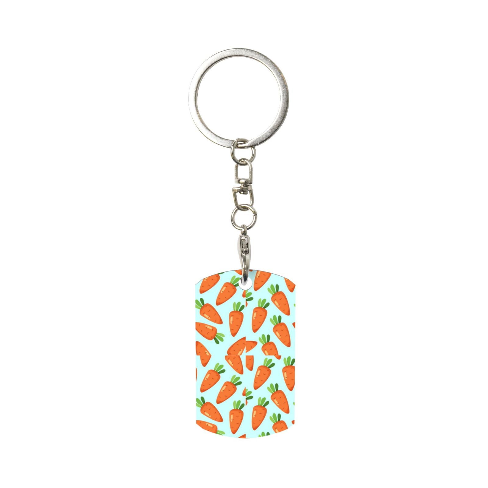 Wukai Cartoon Carrot Print Rectangular Metal Keychain: Sleek and ...