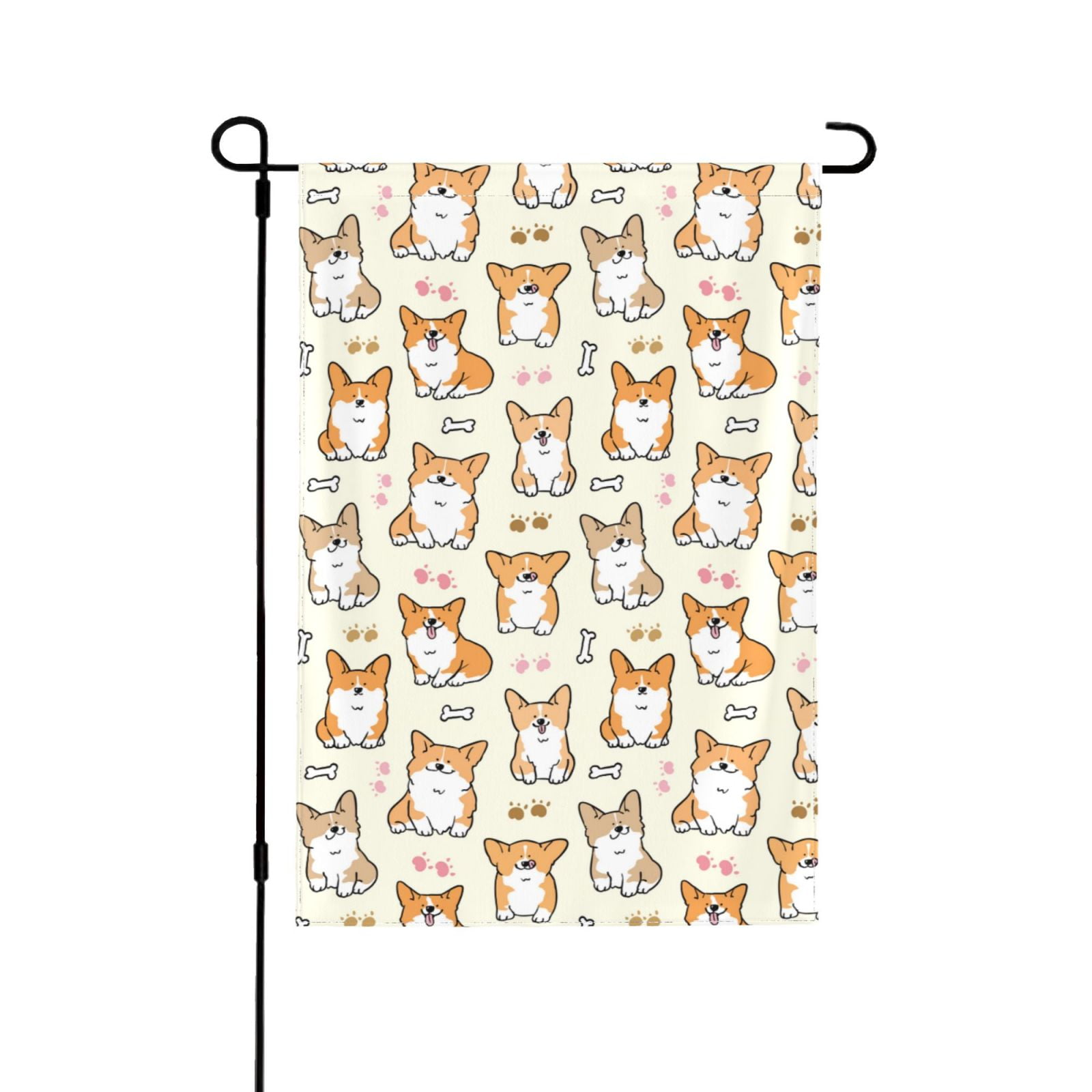 Wukai Cartoon Corgi Garden Flags Double Sided Welcome Garden Yard House ...