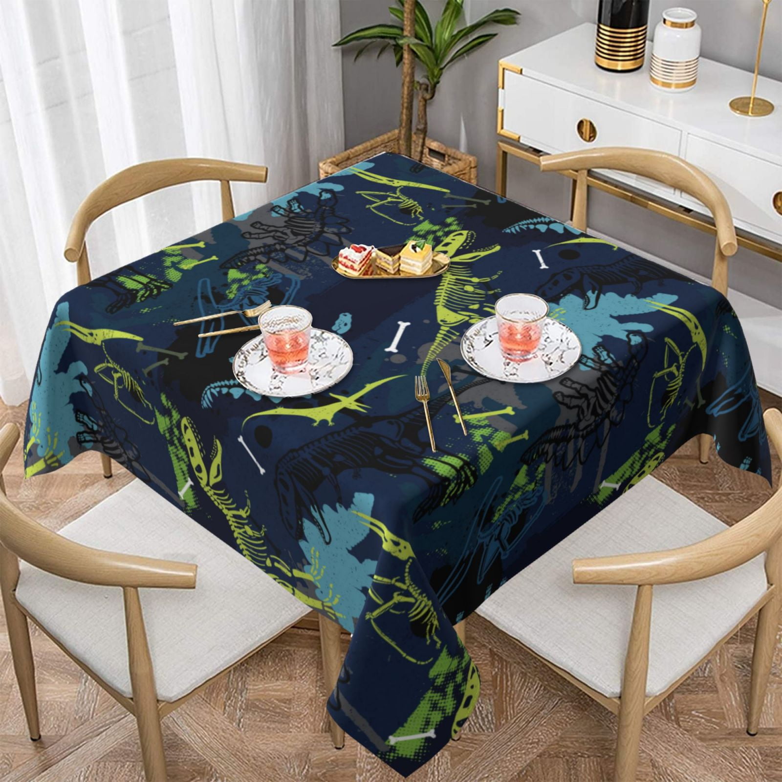 Wukai Cartoon Dinosaur Waterproof Tablecloth for Kitchen Dining, Fits ...