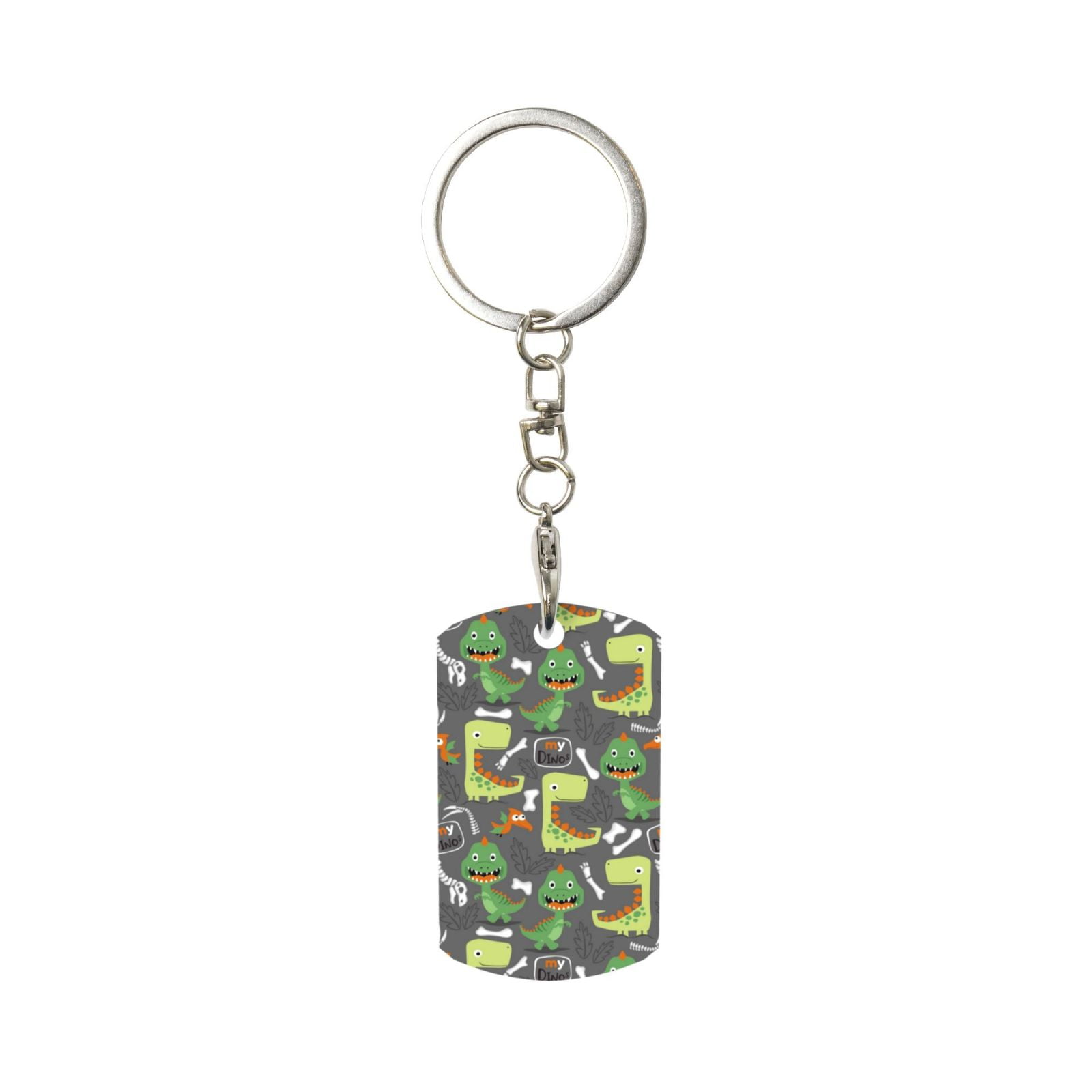 Wukai Cartoon Dinosaurs (2) Print Rectangular Metal Keychain: Sleek and ...