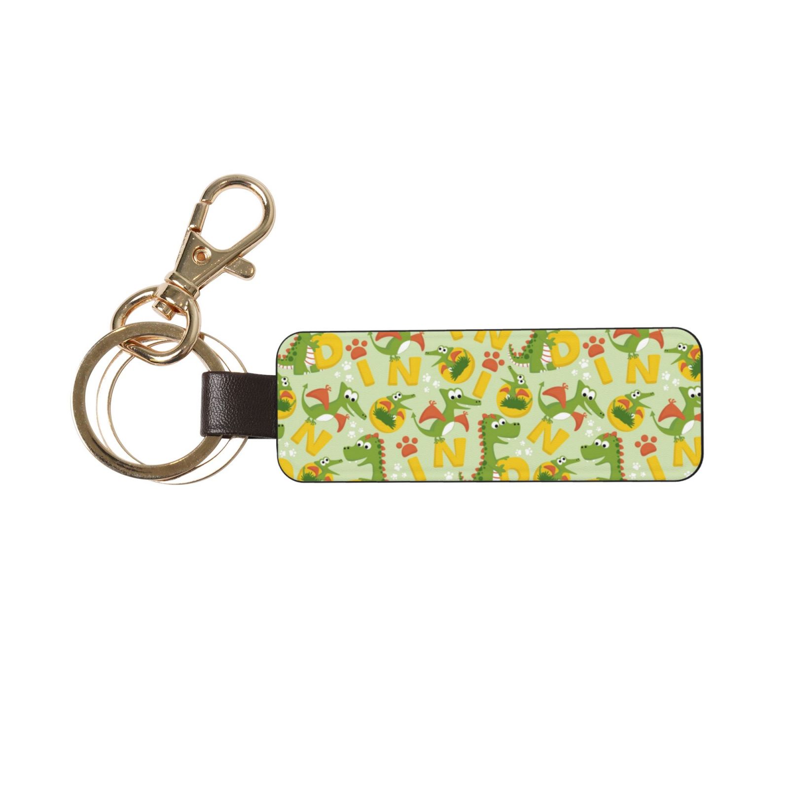 Wukai Cartoon Dinosaurs,Cute Dinosaurs Print Leather Car Keychain ...