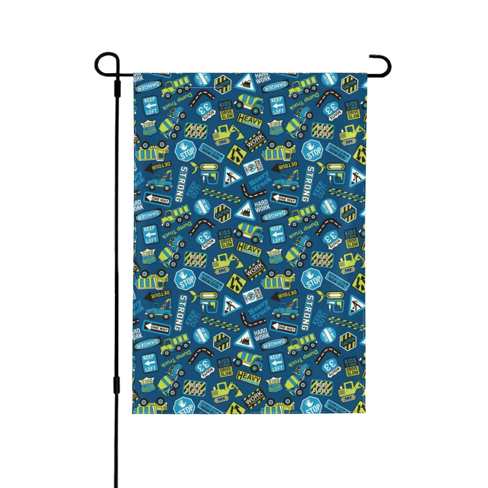 Wukai Cartoon Heavy Equipment Machinery Road Construction Garden Flags ...