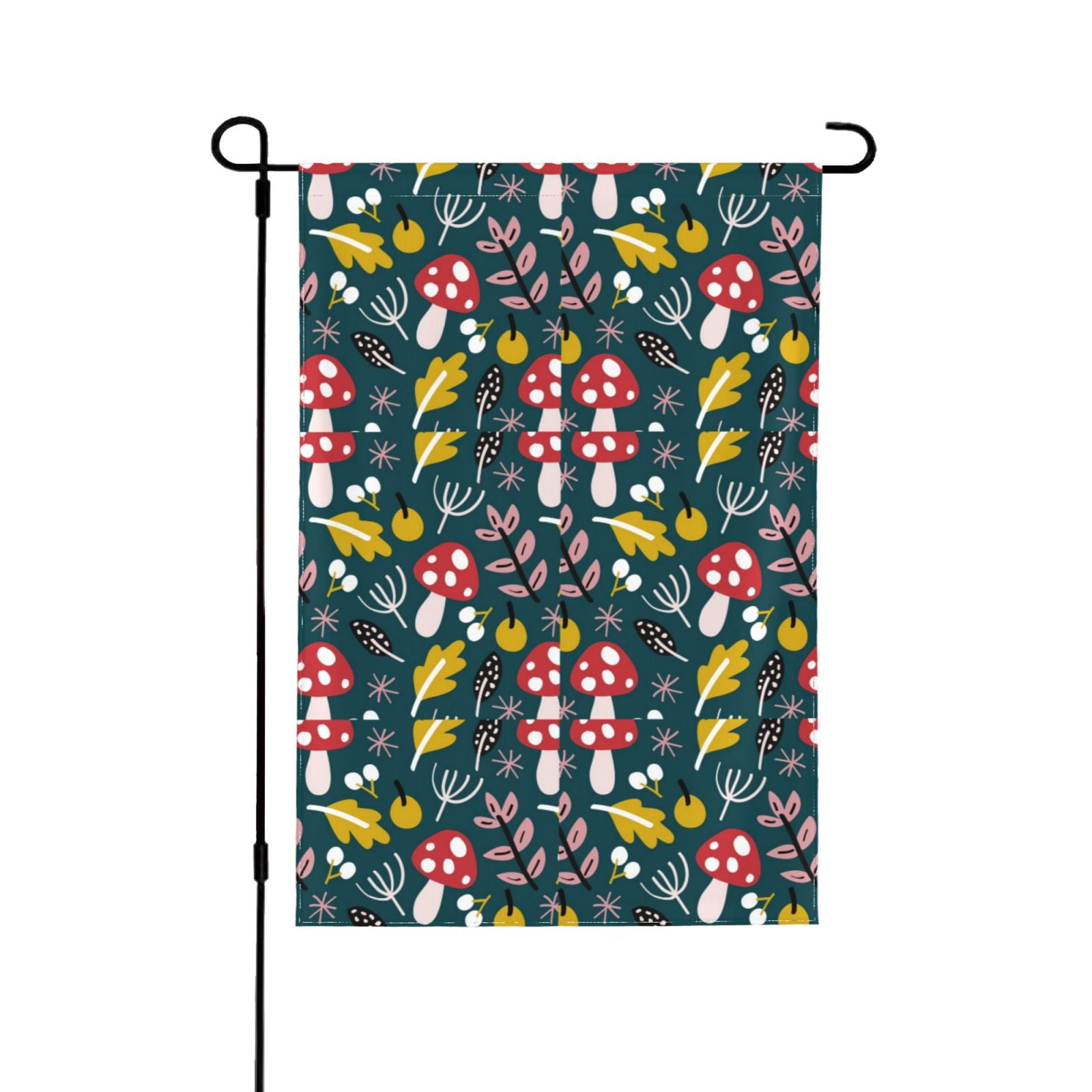 Wukai Cartoon Leaf Mushroom Red Garden Flags Double Sided Welcome ...