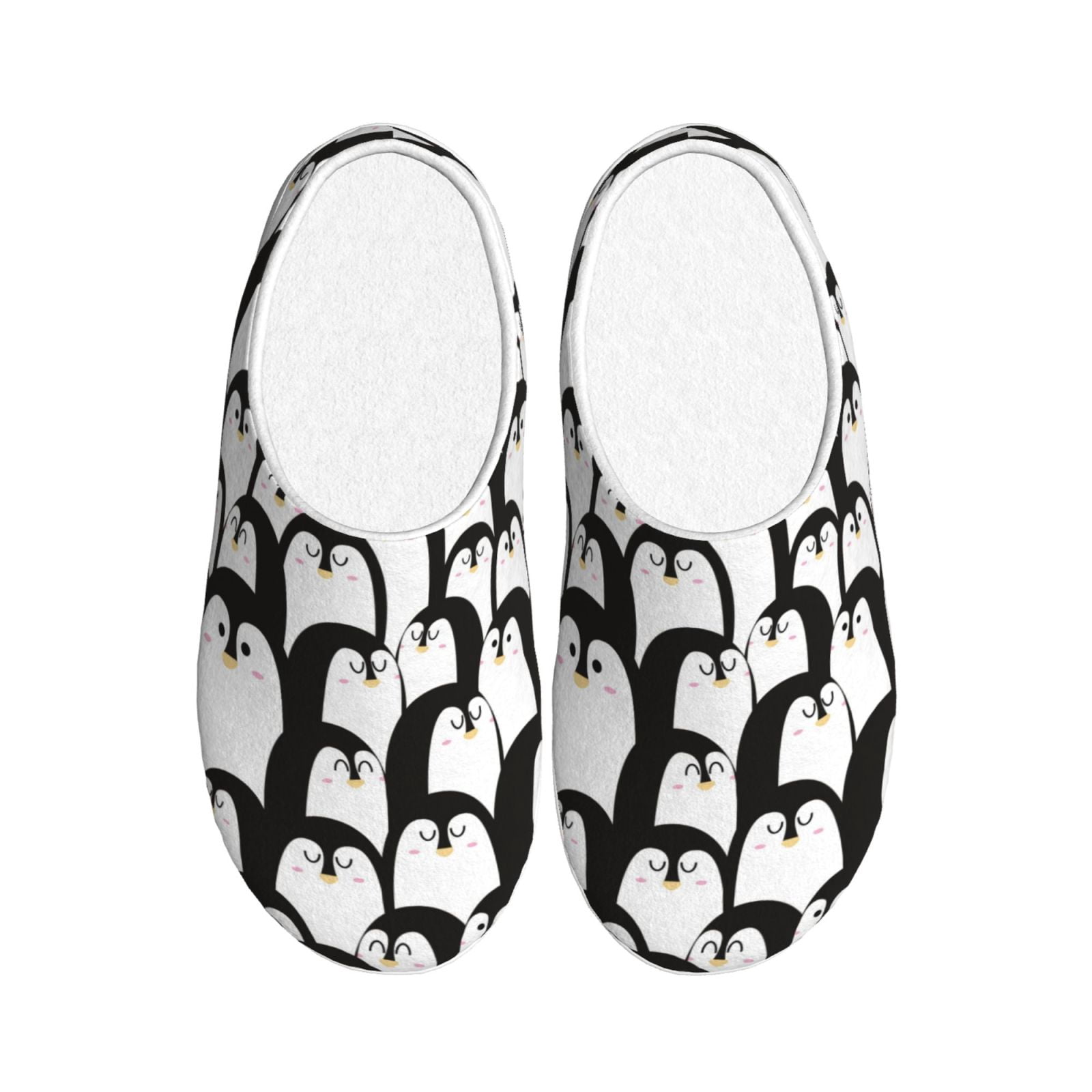 Wukai Cartoon Penguin Print Women's Indoor Bedroom Slipper Slip On ...