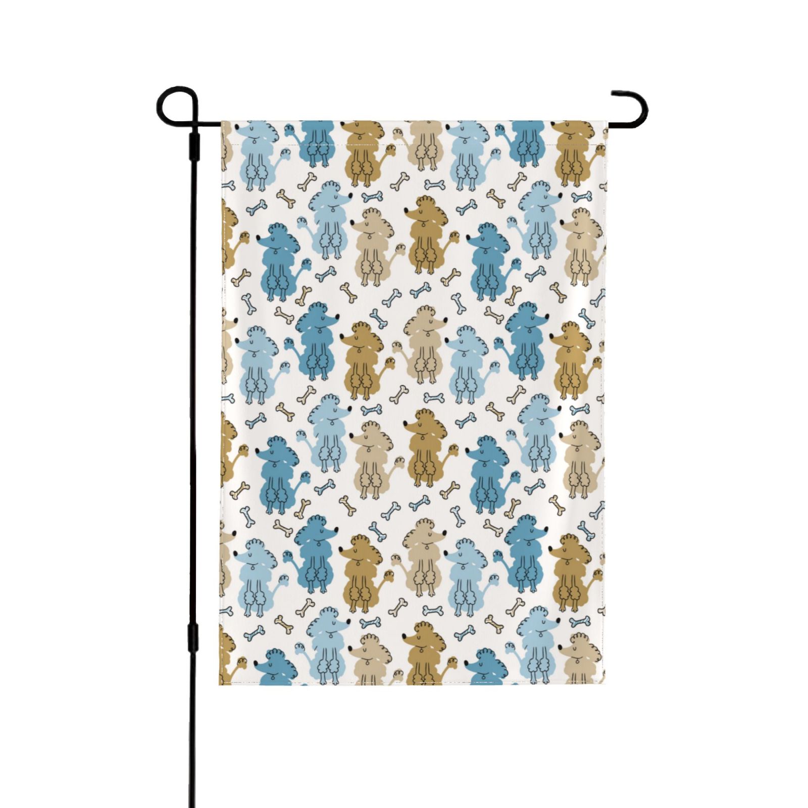 Wukai Cartoon Poodle Dog Garden Flags Double Sided Welcome Garden Yard ...