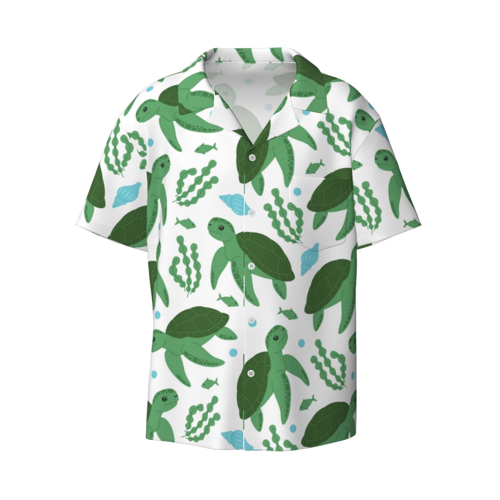 Wukai Cartoon Turtle Men's Casual Short-Sleeve Button Down Shirt ...