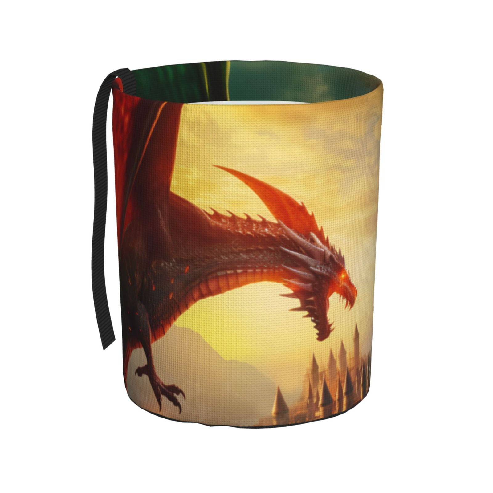 Wukai Castle Red Green Sky Dragon Print Car Trash Can - Easy to Clean ...