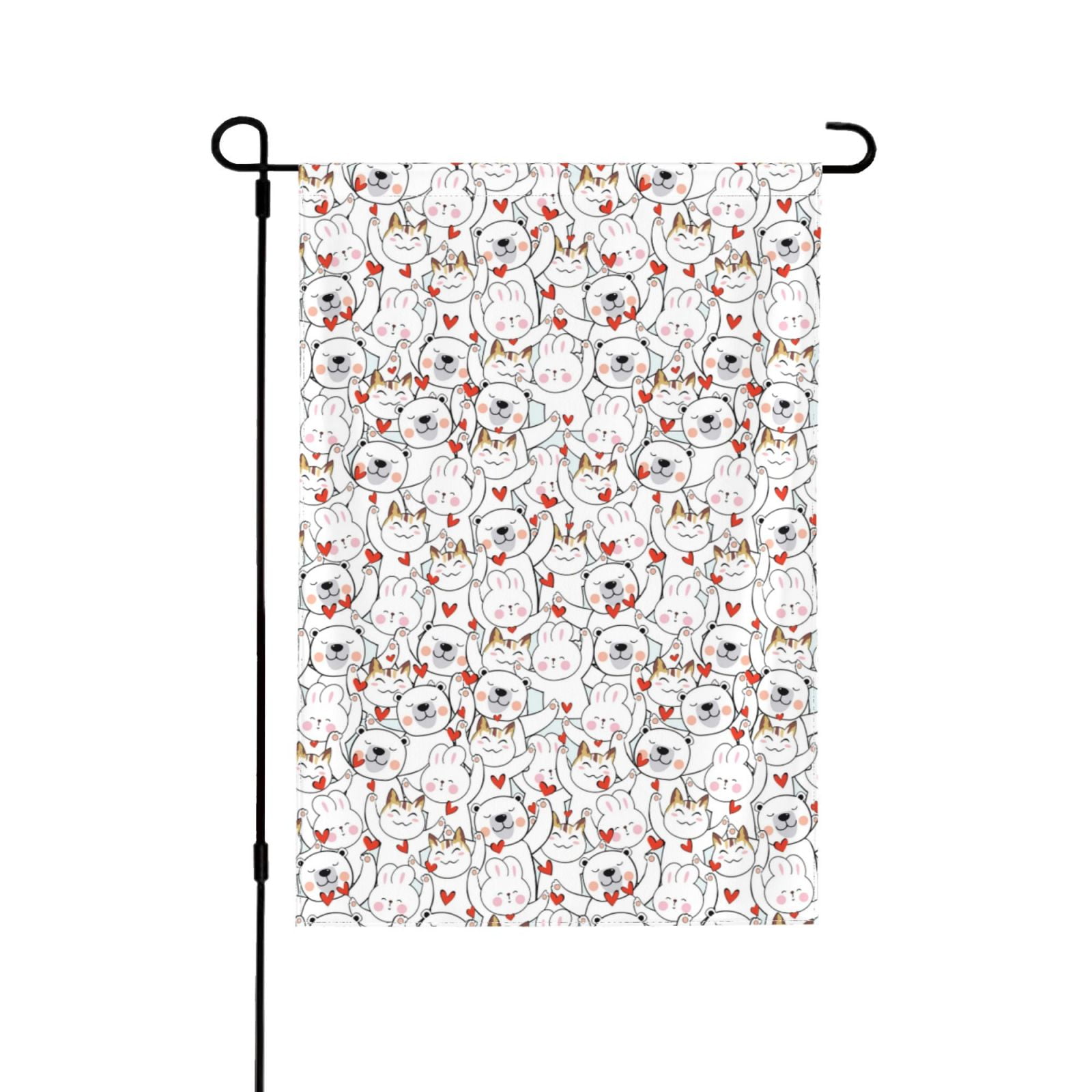 Wukai Cat Bear Rabbit Garden Flags Double Sided Welcome Garden Yard ...