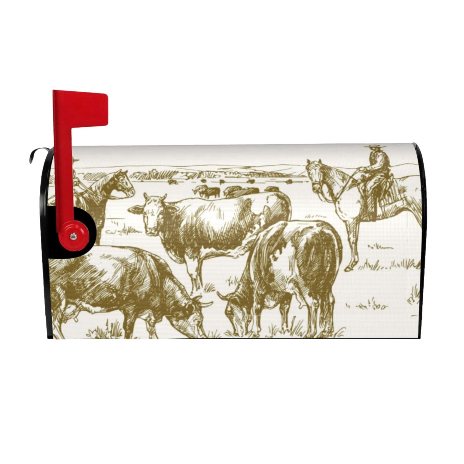 Wukai Cattle Drive By Two Cowboys 1 Mailbox Covers for Garden Outdoor ...