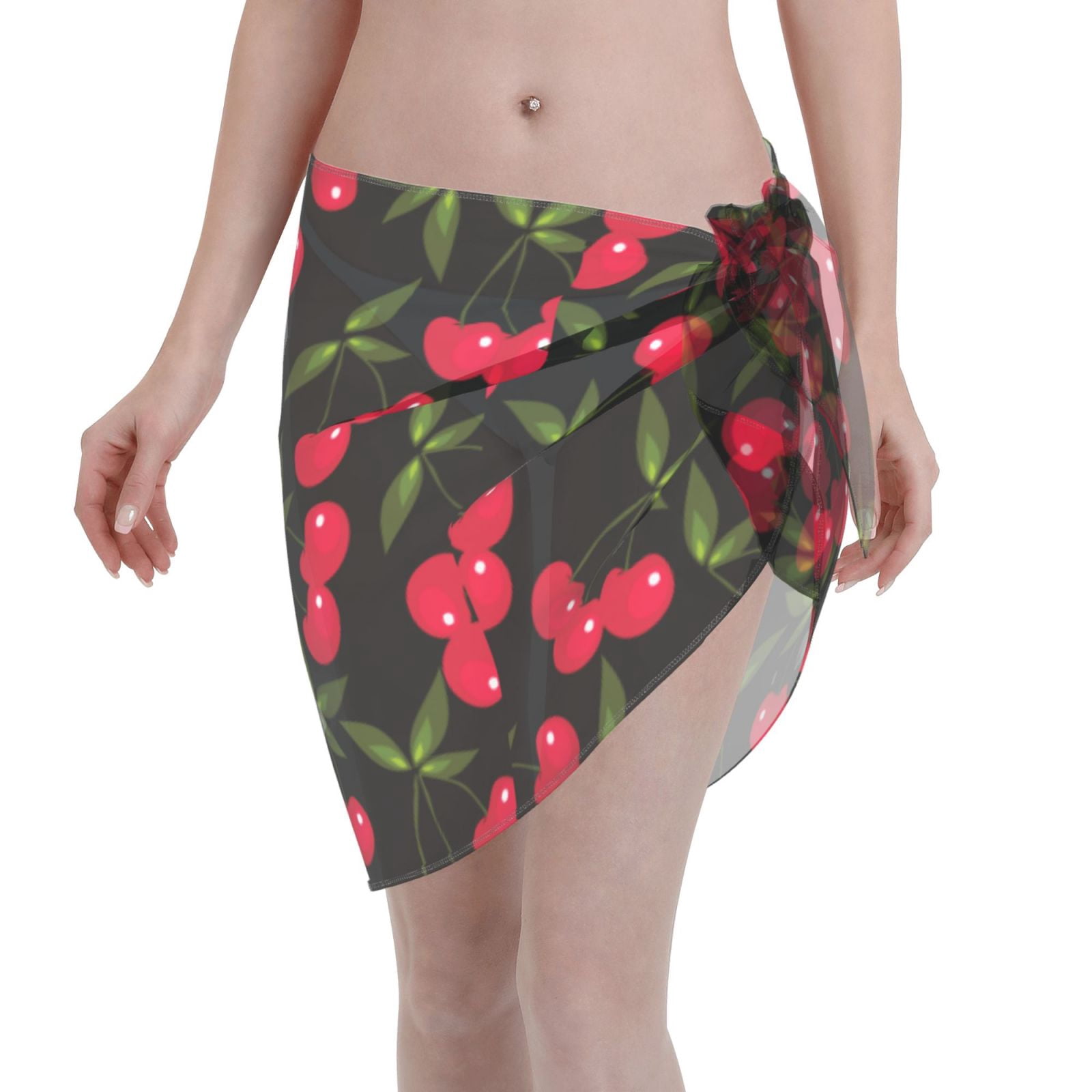 Wukai Cherry Women’s Short Sarongs Beach Wrap Bikini Bottom Short Skirt ...