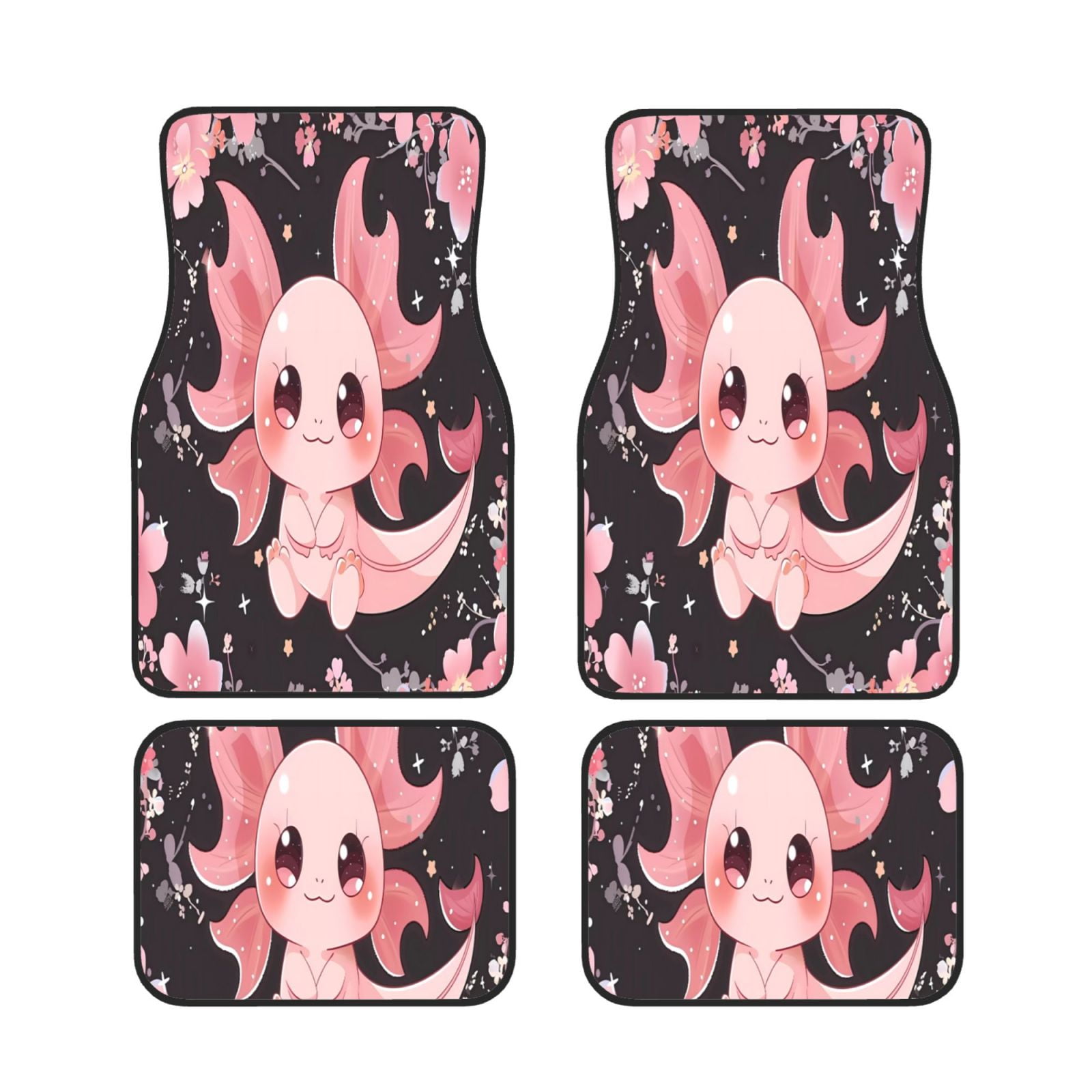Wukai Chibi Axolotl Sakura Fantasy Print Car Foot Mat Set of 4 Pieces ...
