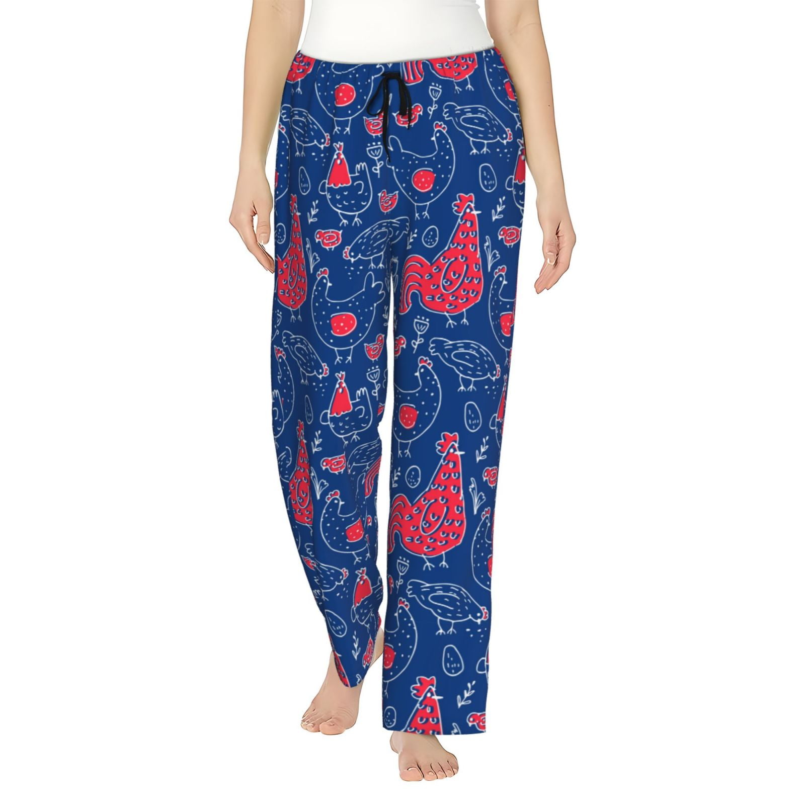 Wukai Chicken and Rooster Women Pajama Pants Comfy Stretch Drawstring ...