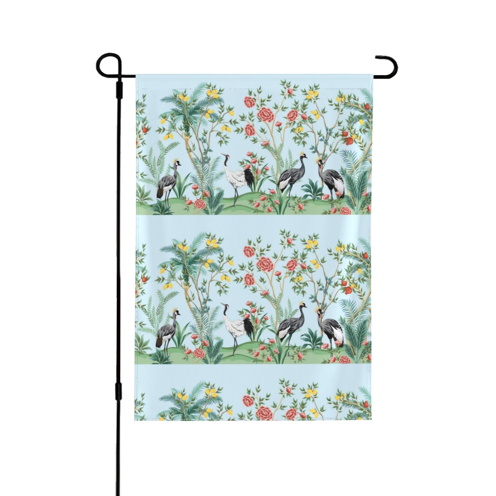 Wukai Chinoiserie Floral Palm Tree Garden Flags Double Sided Welcome Garden Yard House Flags ...