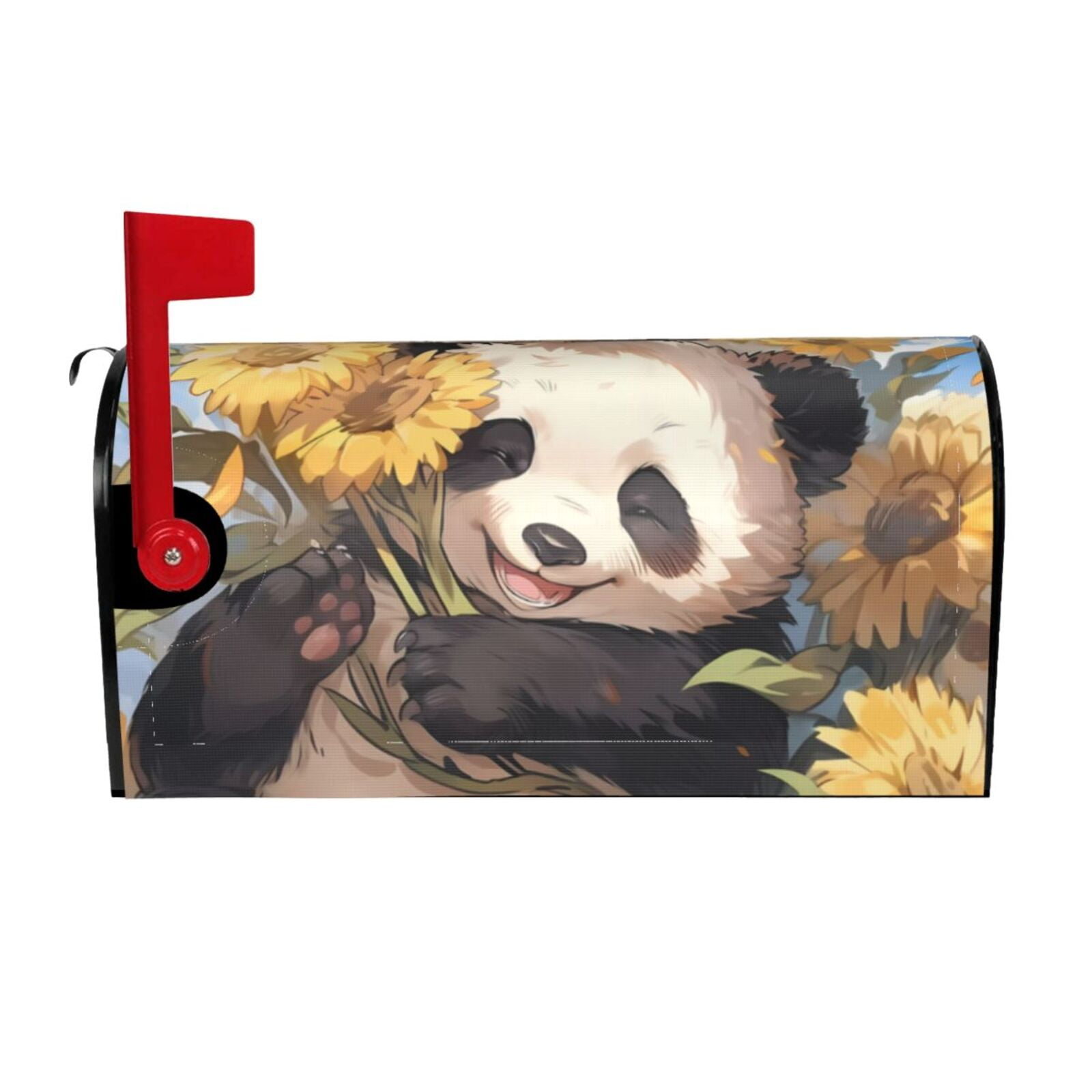Wukai Clear Sky Cute Sunflower Panda Mailbox Covers for Garden Outdoor ...