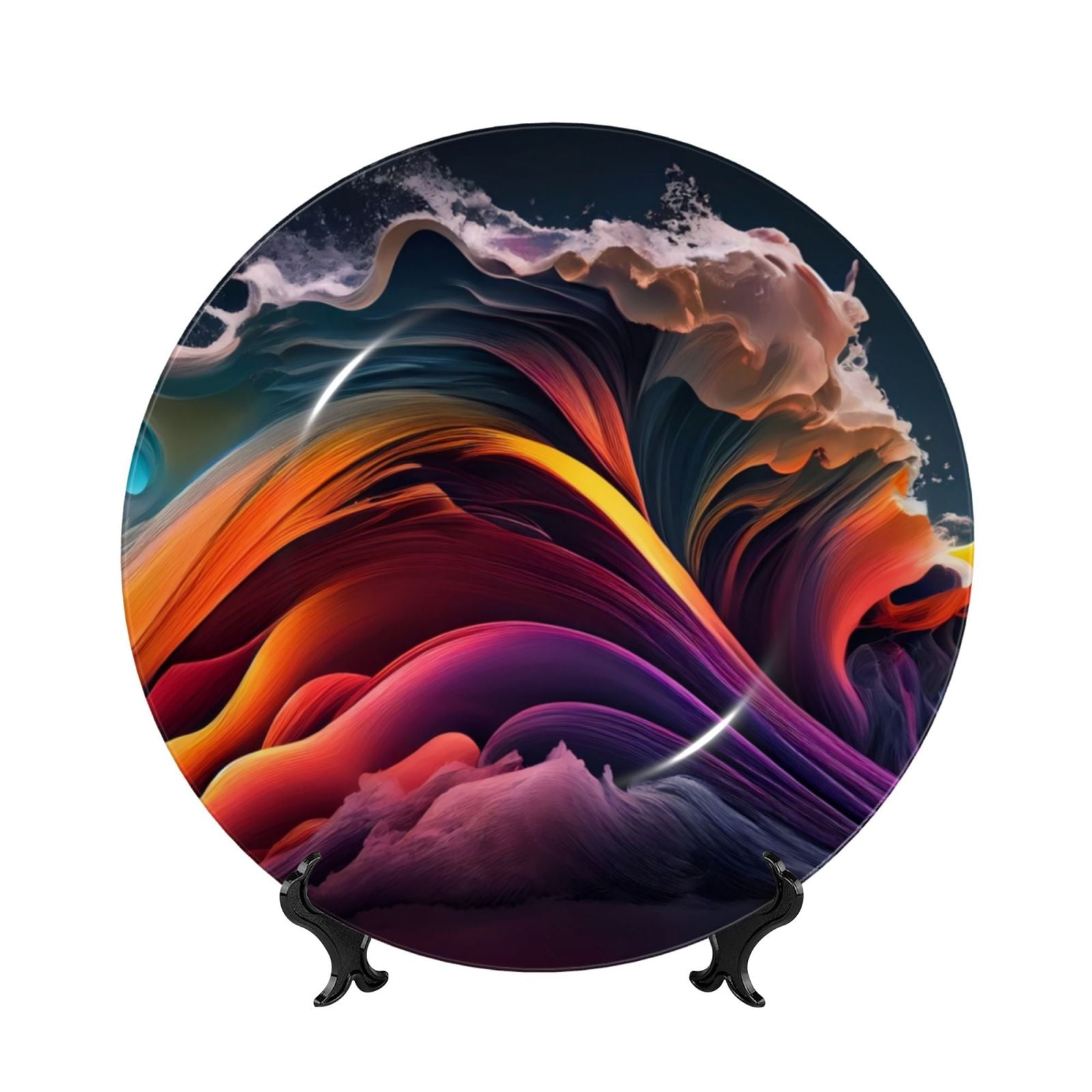 Wukai Colorful Abstract Wave Motion Print Decorative Plate for Display ...