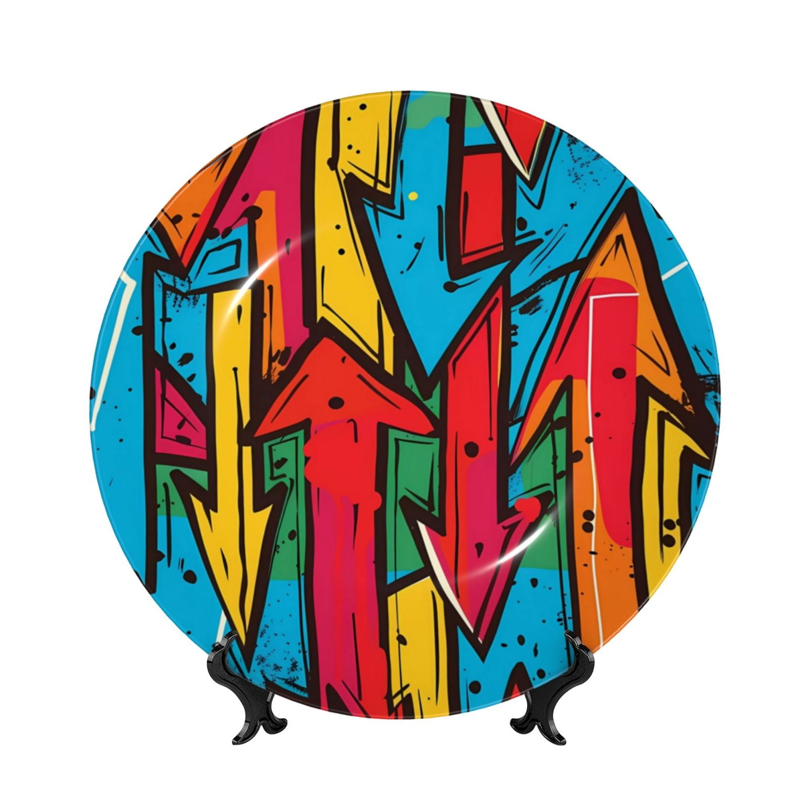 Wukai Colorful Arrow Graffiti Pattern Print Decorative Plate for ...
