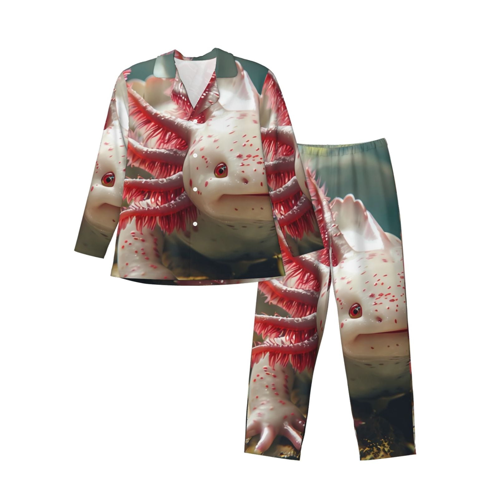 Wukai Colorful Axolotl Underwater Men's Long Sleeve Pajama Set,Long ...