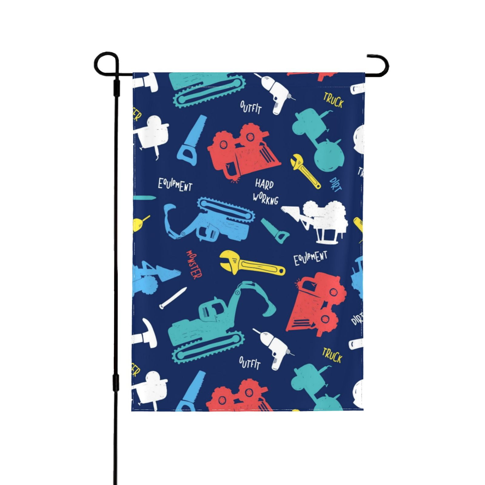 Wukai Colorful Excavator Garden Flags Double Sided Welcome Garden Yard ...