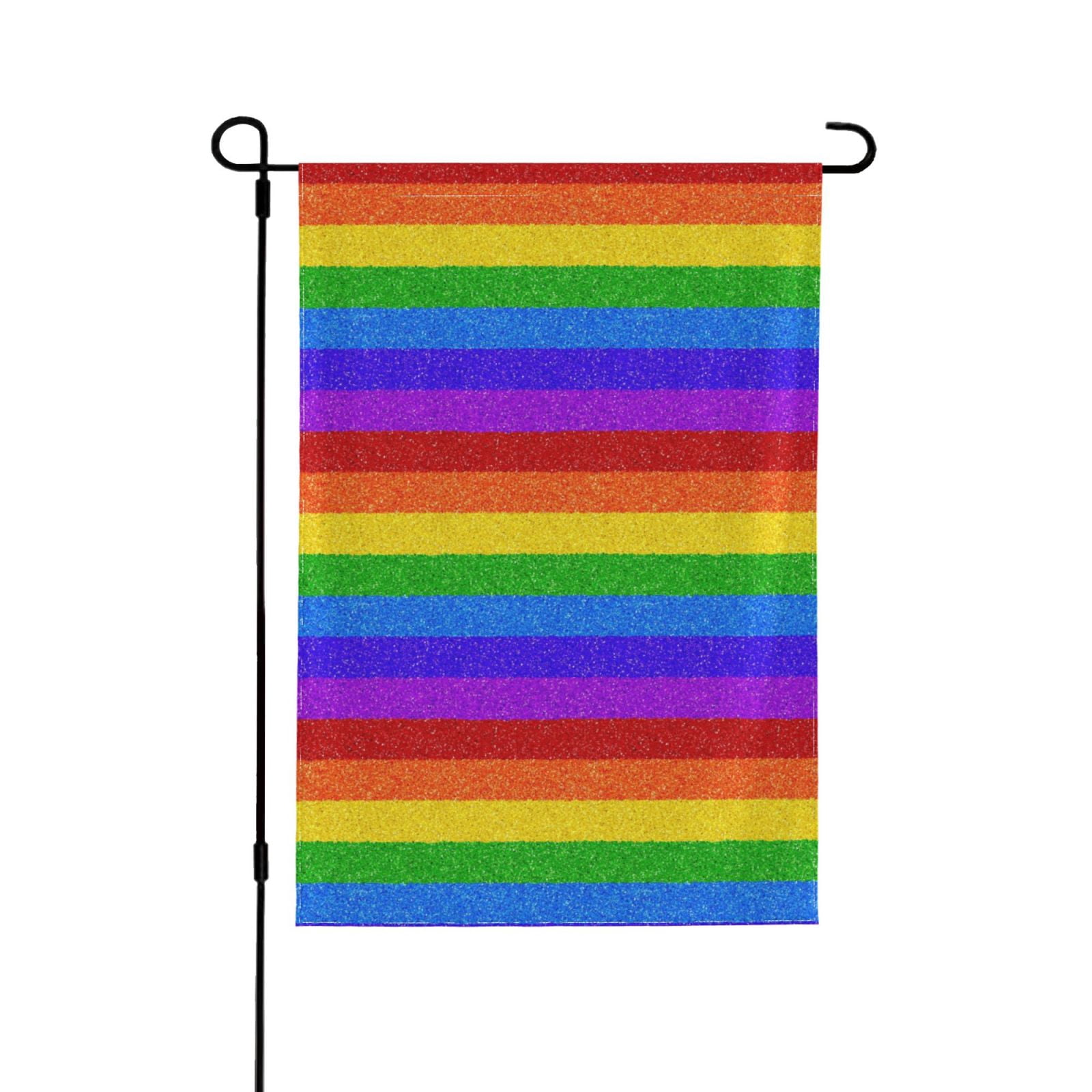 Wukai Colorful Glitter Rainbow Garden Flags Double Sided Welcome Garden ...