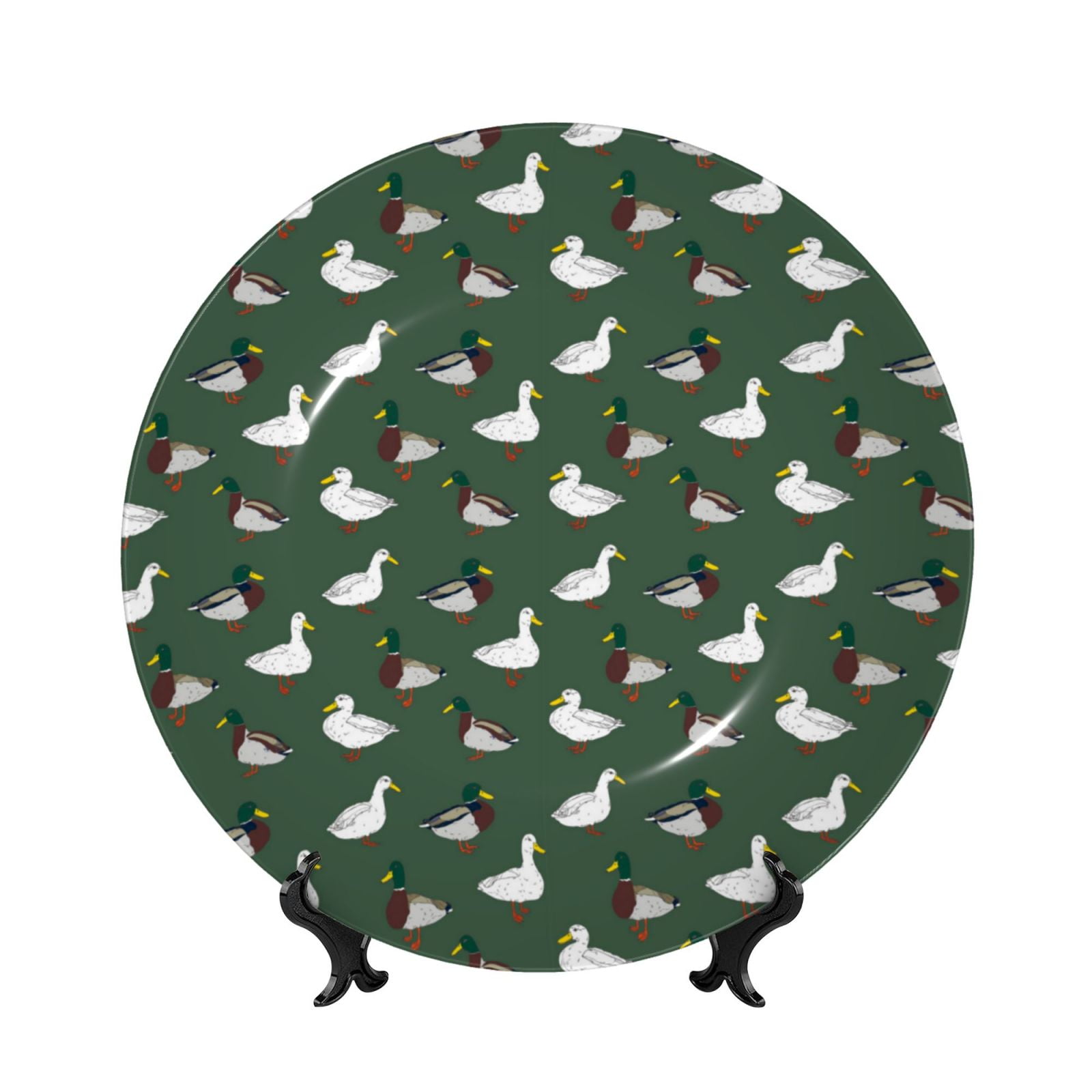 Wukai Colorful Mallard Duck Print Decorative Plate for Display,Bone ...