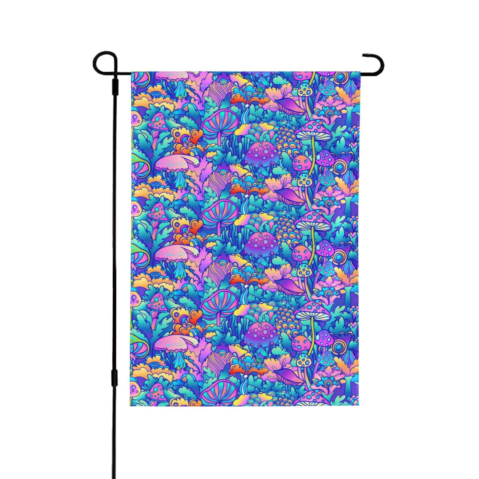 Wukai Colorful Mushrooms Garden Flags Double Sided Welcome Garden Yard ...