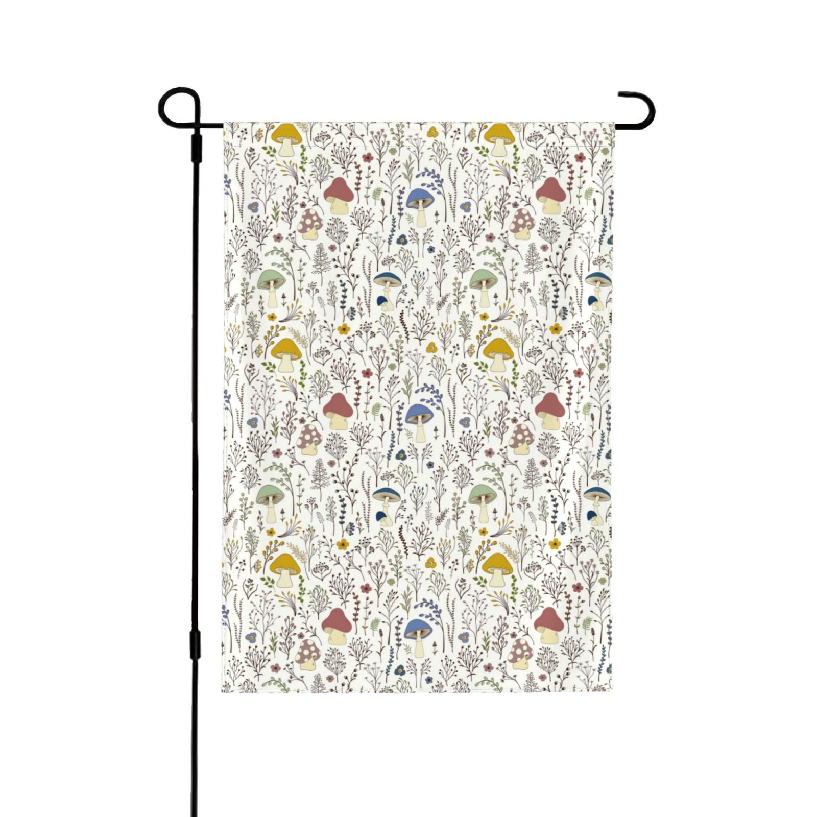 Wukai Colorful Mushrooms and Plants Garden Flags Double Sided Welcome ...