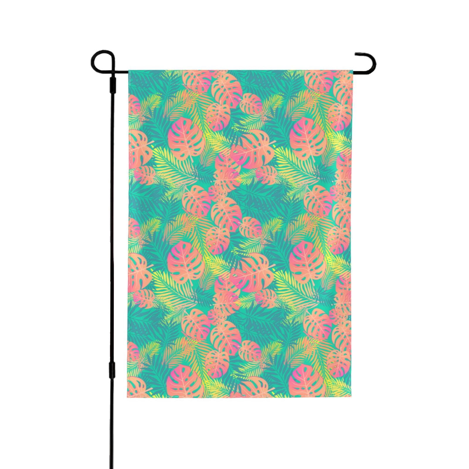 Wukai Colorful Palm Leaves Garden Flags Double Sided Welcome Garden Yard House Flags Outside ...