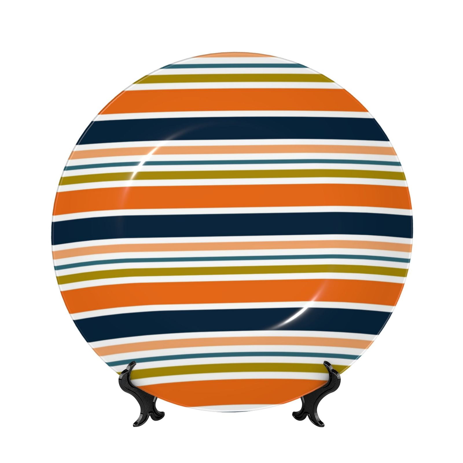 Wukai Colorful Pastel Stripes Print Decorative Plate for Display,Bone ...
