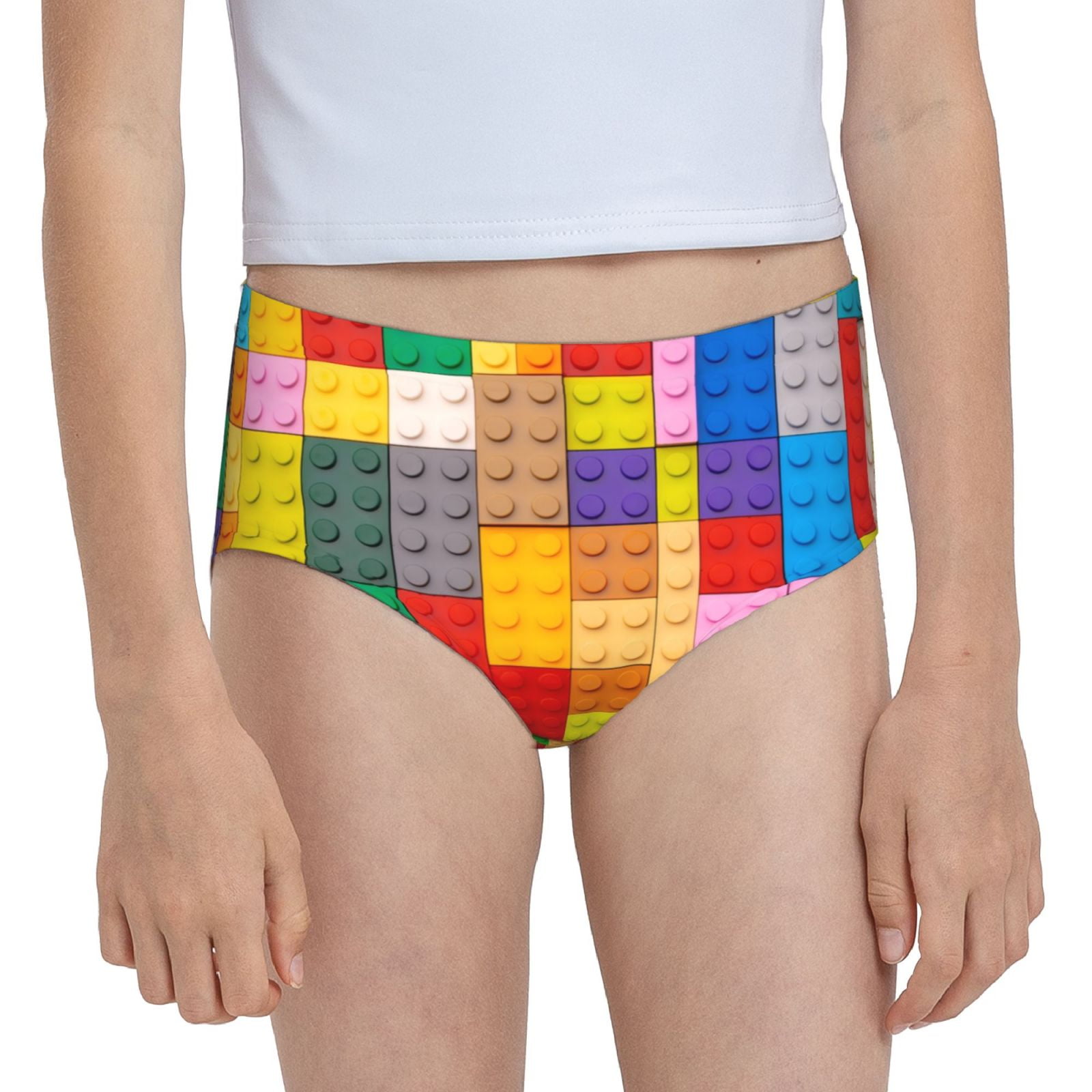 Wukai Colorful Plastic Blocks Pattern Girls' Cotton Brief Underwear,Hipster, and Bikini Panties ...