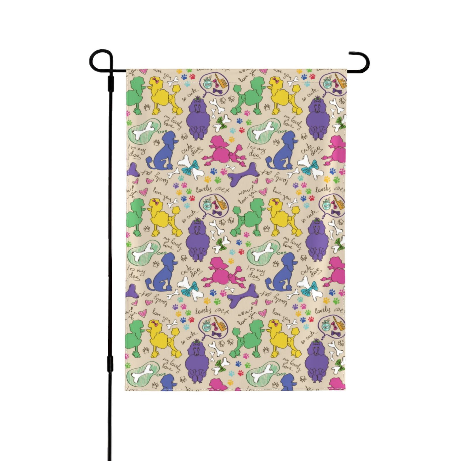 Wukai Colorful Poodle Dog Garden Flags Double Sided Welcome Garden Yard ...