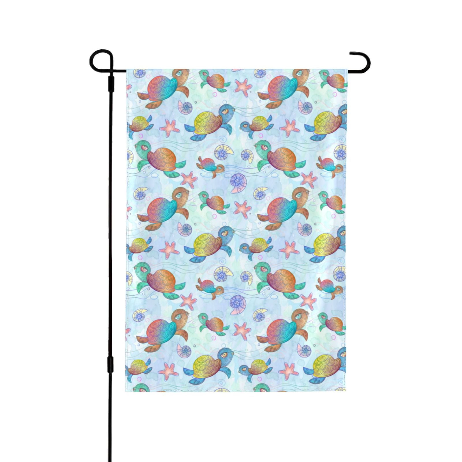 Wukai Colorful Sea Turtle Garden Flags Double Sided Welcome Garden Yard ...
