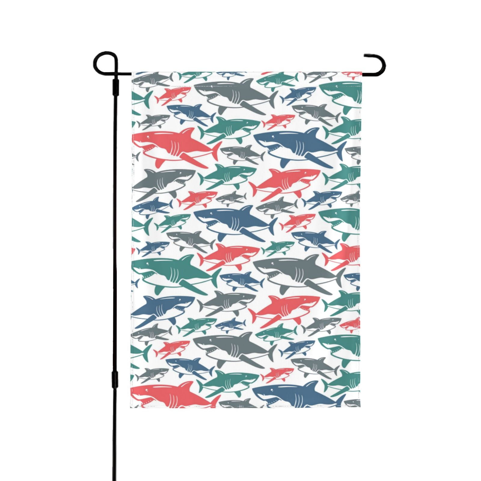 Wukai Colorful Shark Garden Flags Double Sided Welcome Garden Yard ...