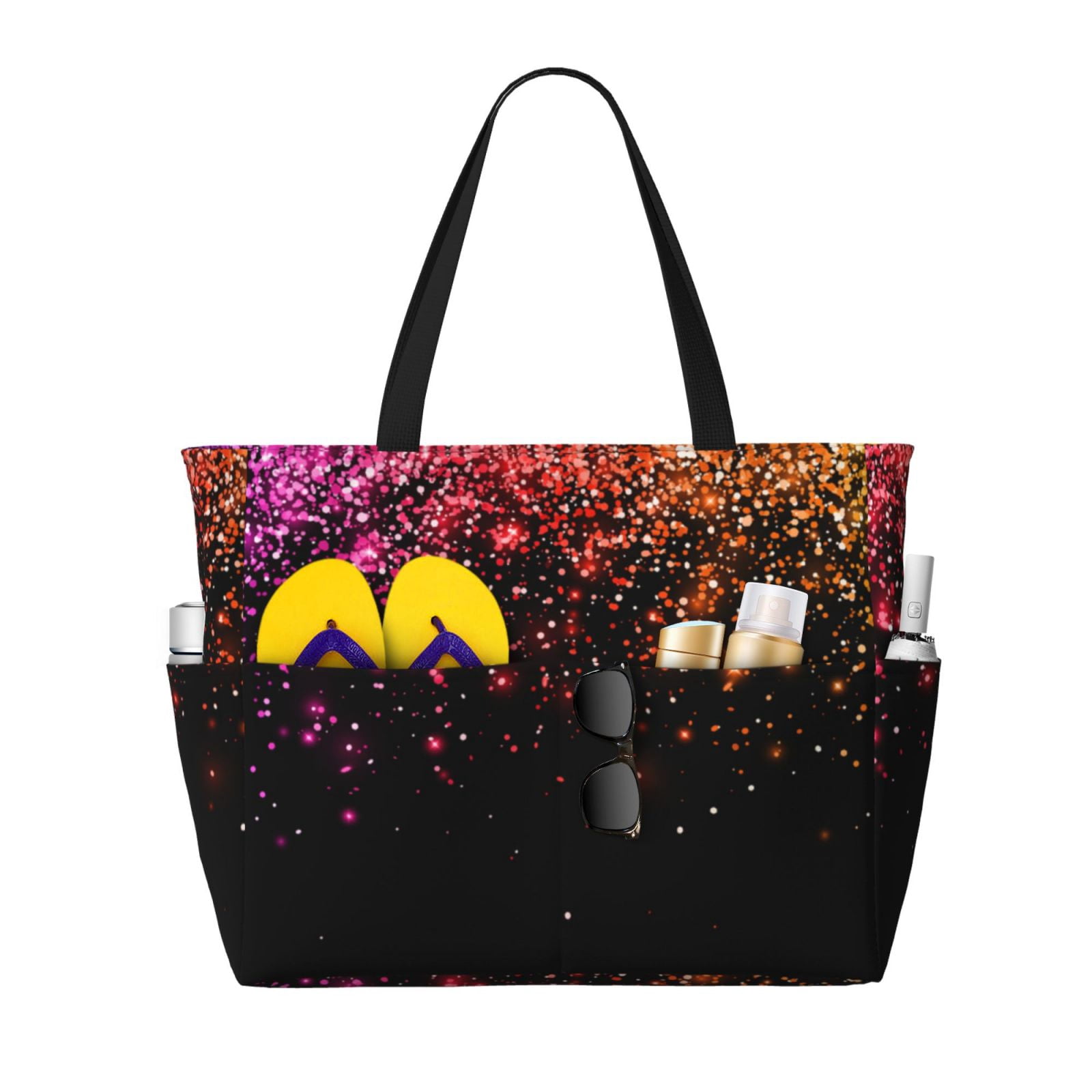 Wukai Colorful Sparkling Print Zipper Bag,large Beach Tote Bag ...