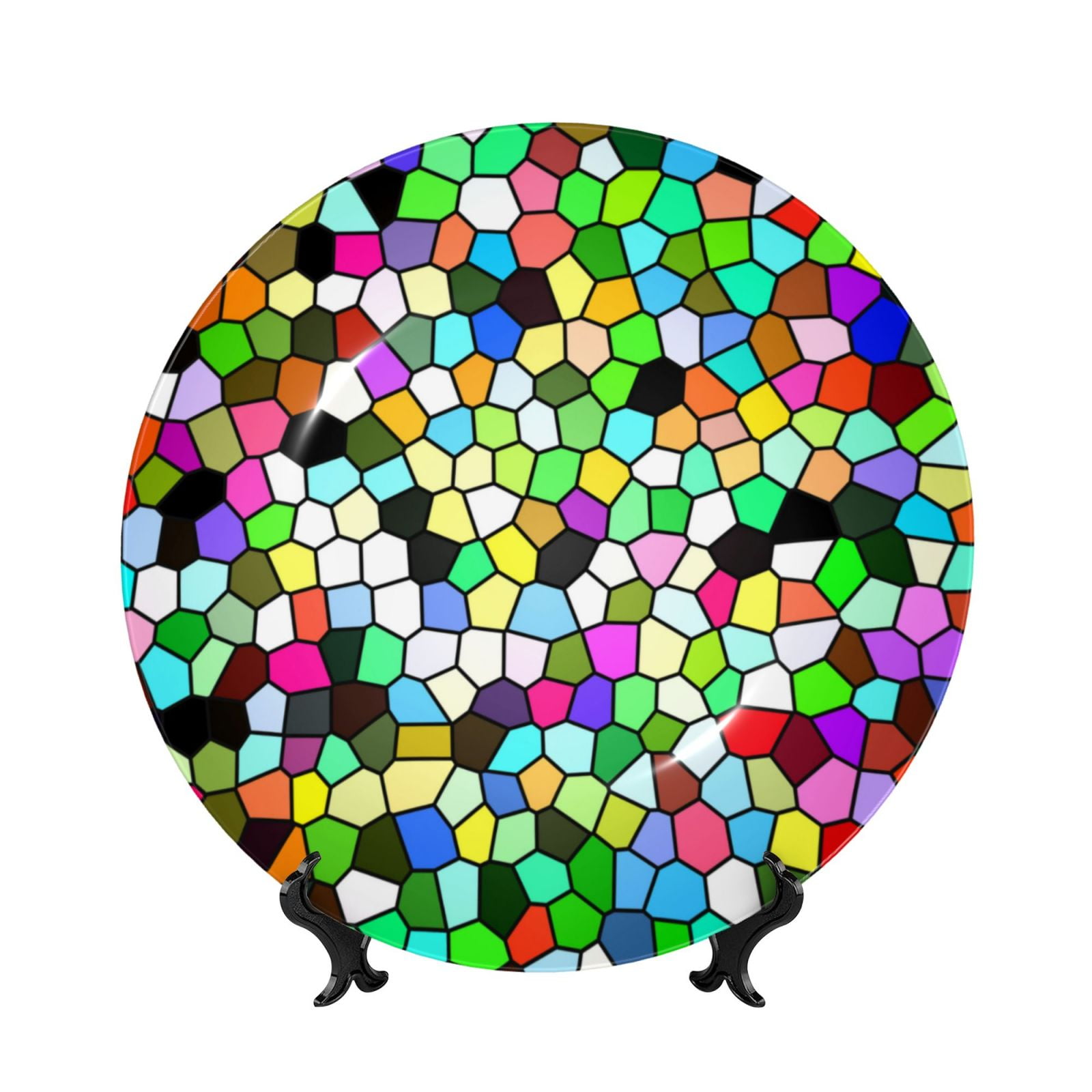 Wukai Colorful Tie Dye Stained Glass Print Decorative Plate for Display ...