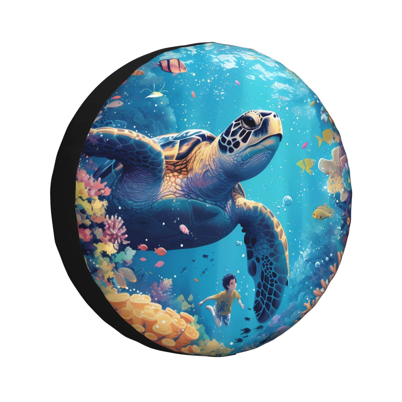 Wukai Colorful Underwater Plant Turtle Print Spare Tire Cover for RV ...