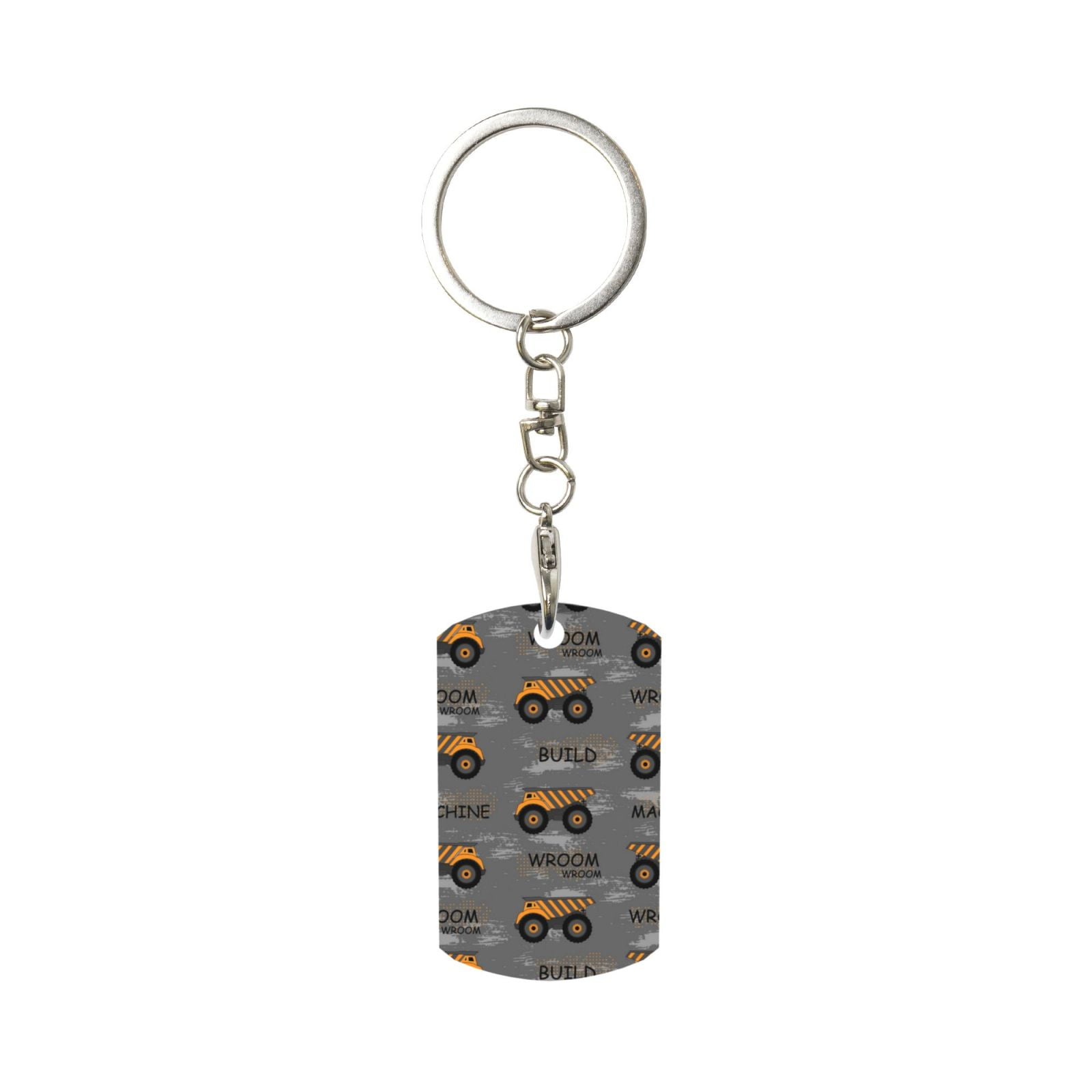 Wukai Construction Machines Print Rectangular Metal Keychain: Sleek and ...