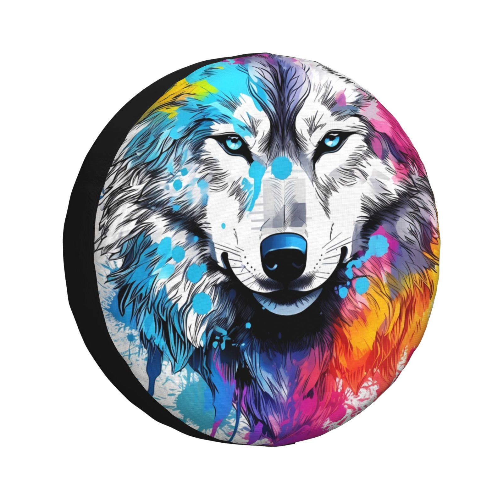 Wukai Cool Colorful Wolf Print Spare Tire Cover for RV Trailer ...