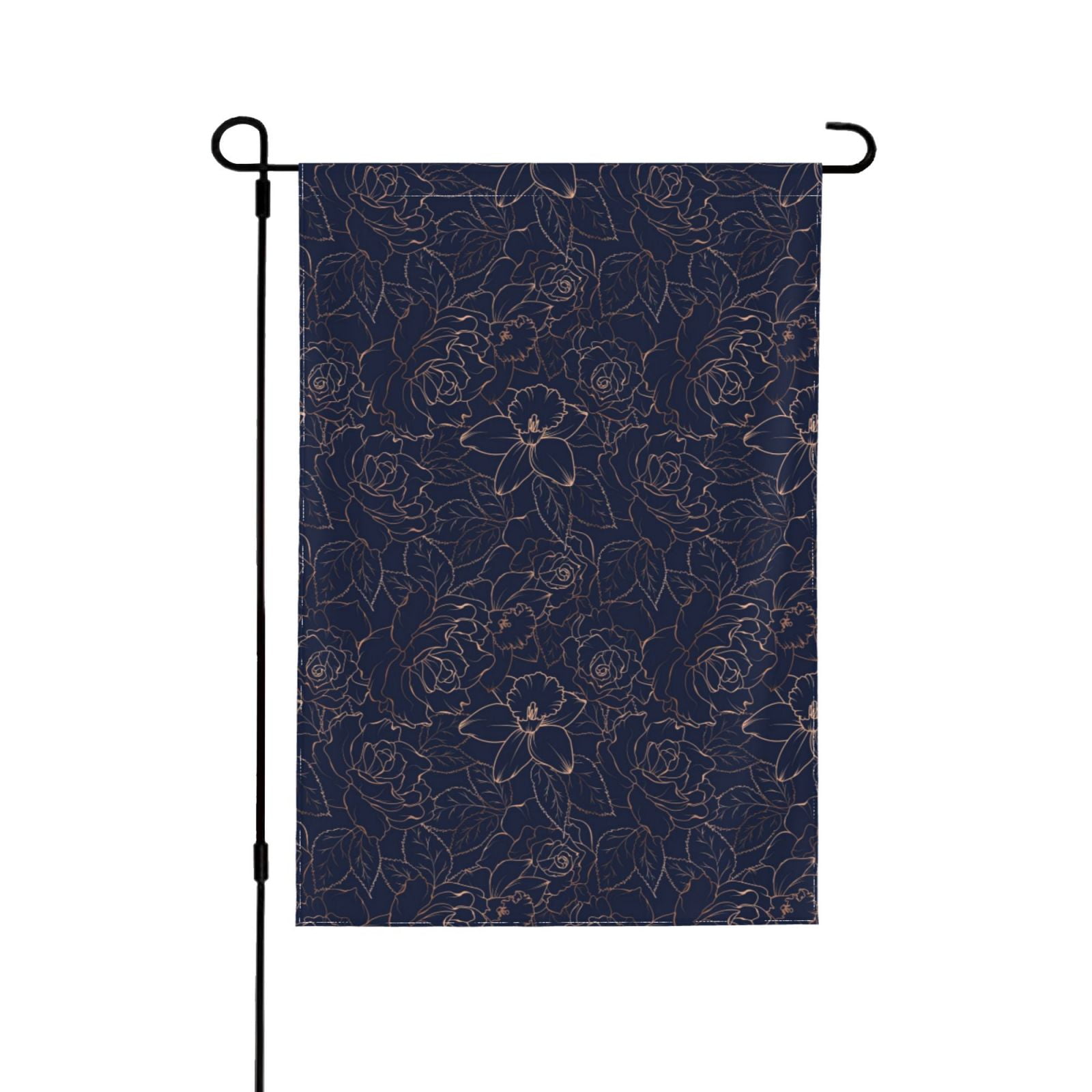 Wukai Copper-Gold Gloss Outline Navy Dark Blue Garden Flags Double ...