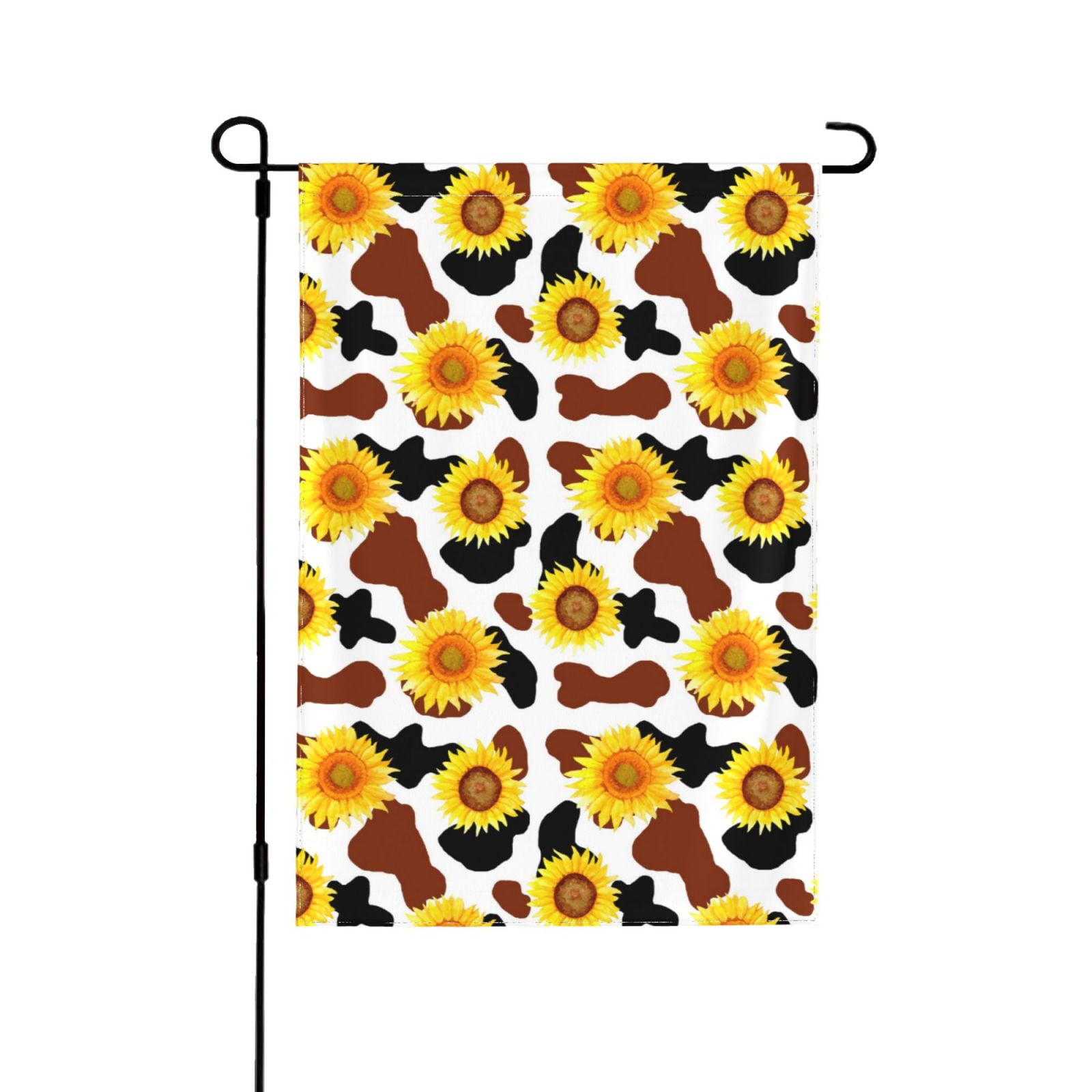 Wukai Cow Print Sunflower Garden Flags Double Sided Welcome Garden Yard ...