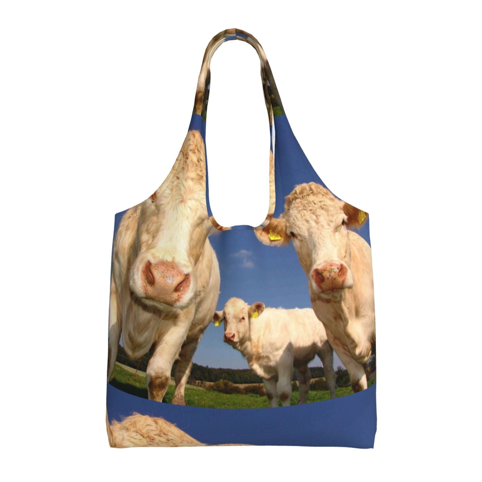 Wukai Cows Cattles Sturdy and Stylish Reusable Canvas Tote Bag: Eco ...