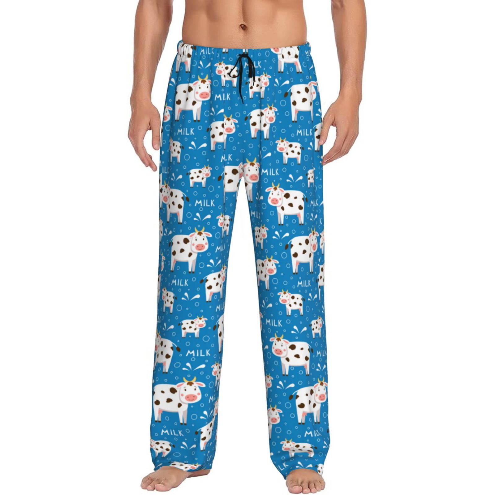Wukai Cows Milk Mens PJ Pajama Pants|Sleepwear Plaid PJs with Pockets ...