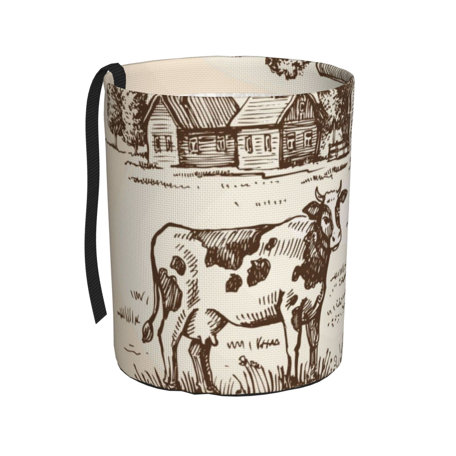 Wukai Cows On The Farm Print Car Trash Can - Easy to Clean Hanging ...