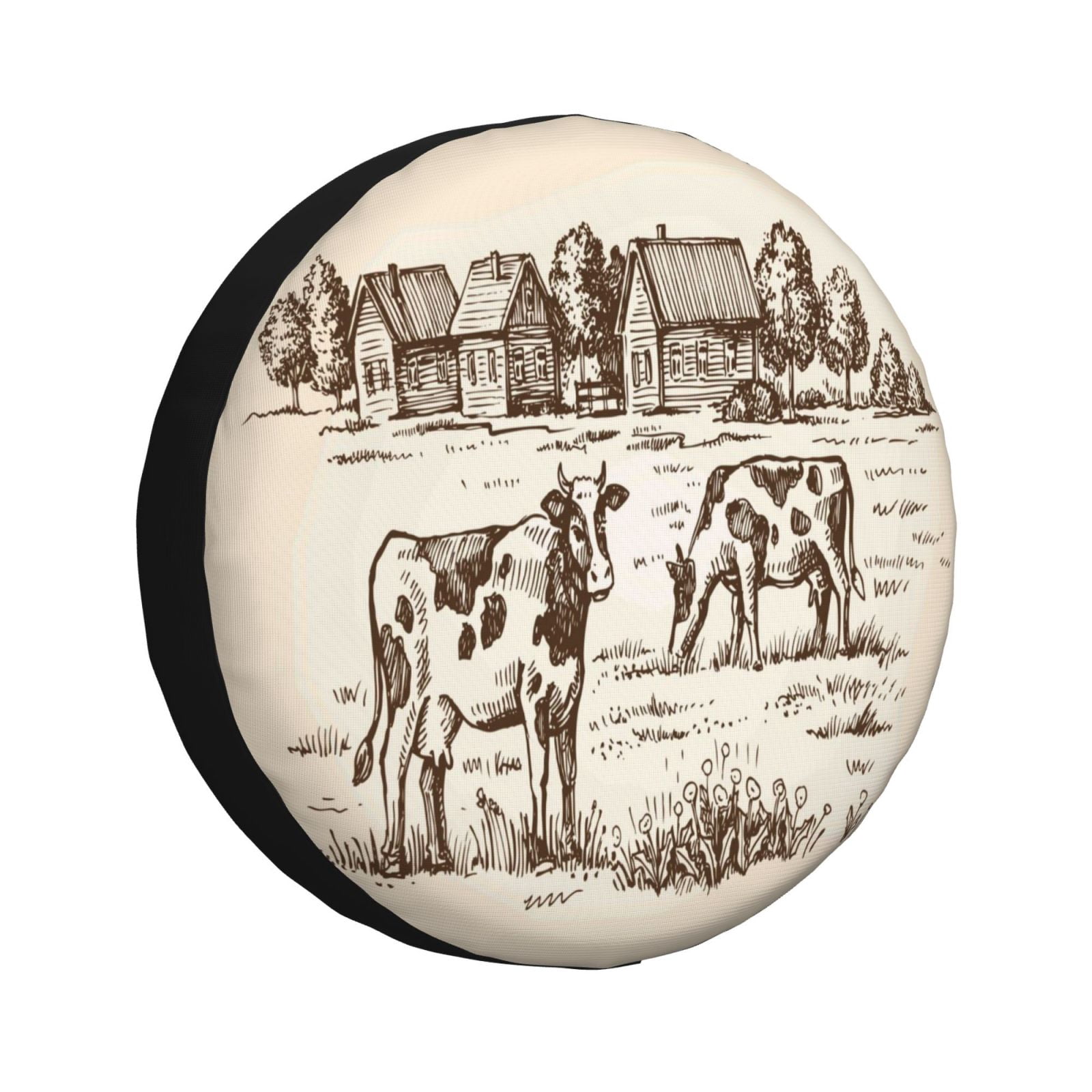 Wukai Cows On The Farm Print Spare Tire Cover for RV Trailer,Waterproof ...